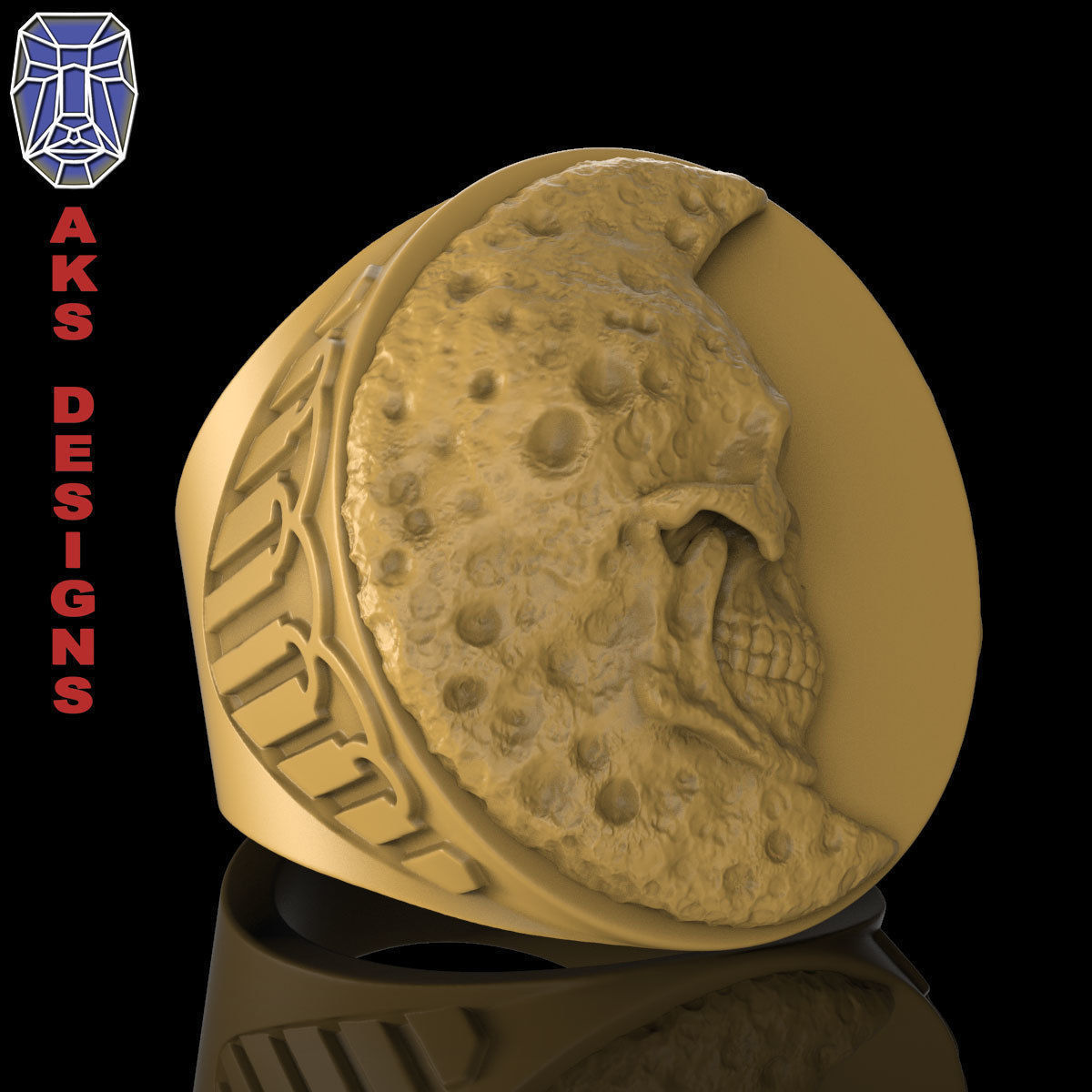 skull Ring jewelry Moon v1 3D model 3D printable | CGTrader