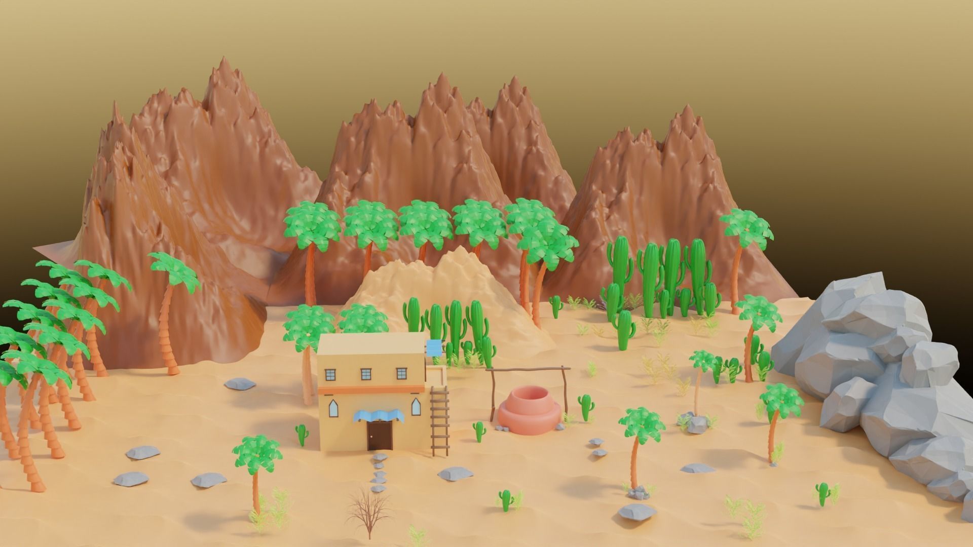 3D model low poly desert environnement VR / AR / low-poly | CGTrader