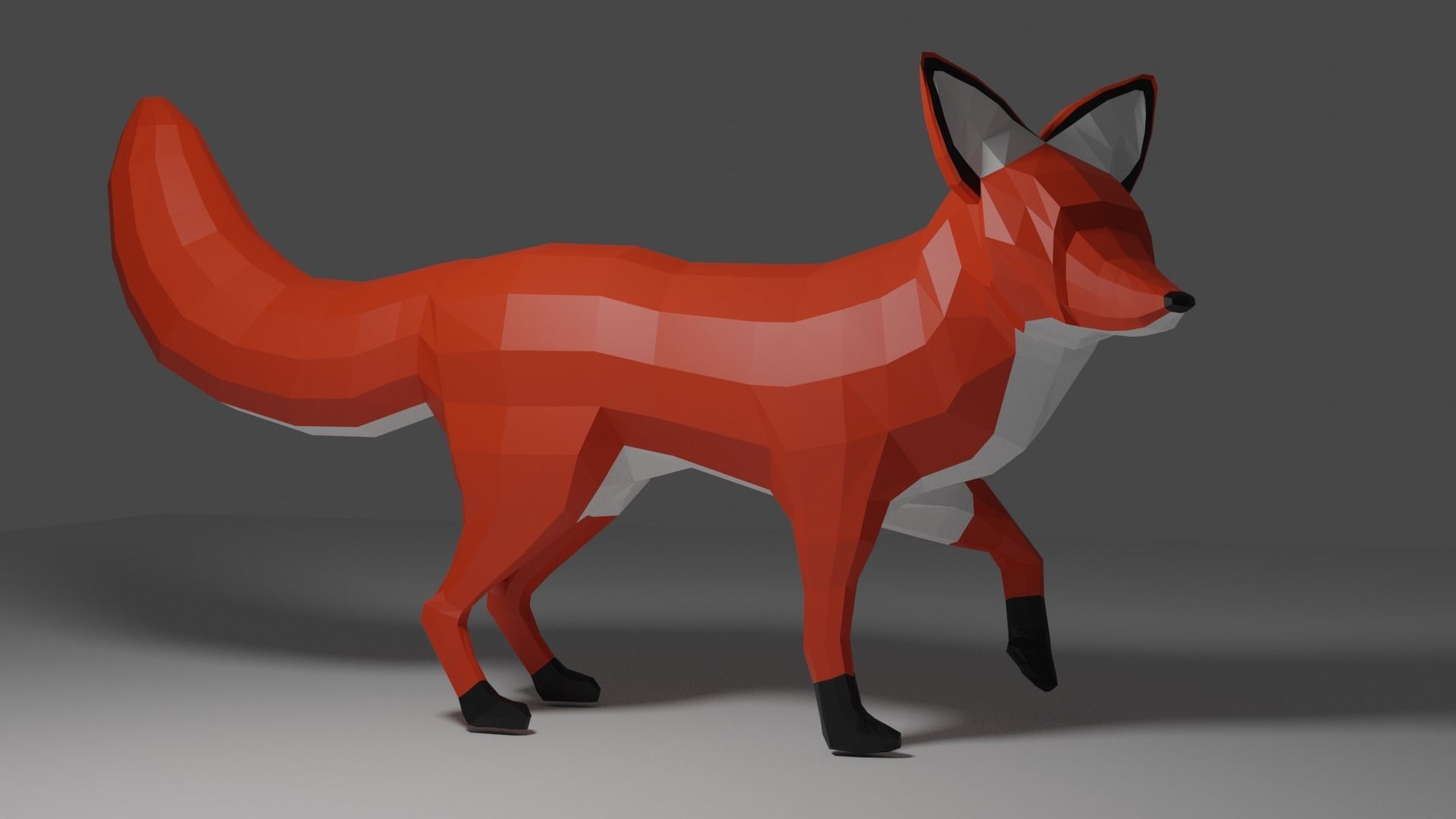 3D model Low poly fox fully rigged with walking animation VR / AR / low ...