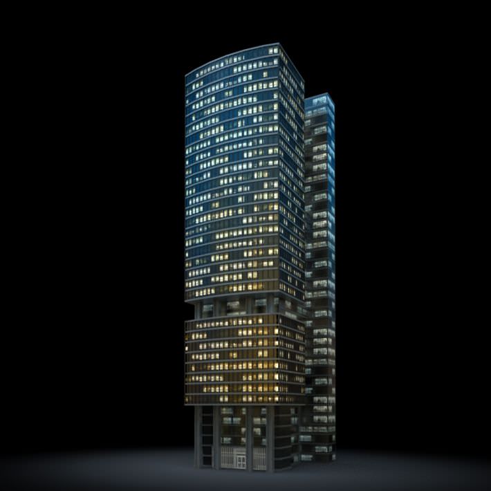 Skyscraper tall building lit up at night 3D model | CGTrader