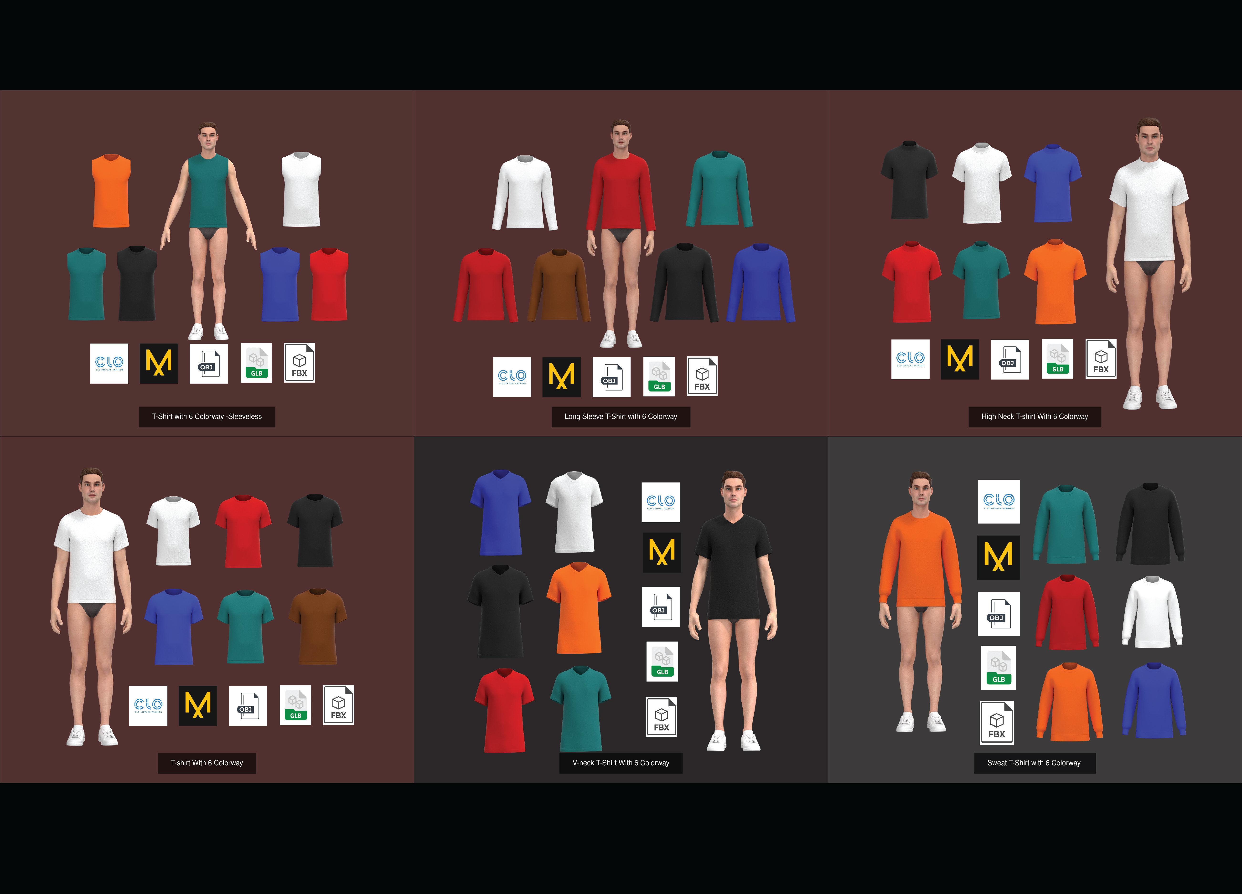 T-SHIRT COLLECTION 6 STYLES- 36 COLORWAY | CGTrader