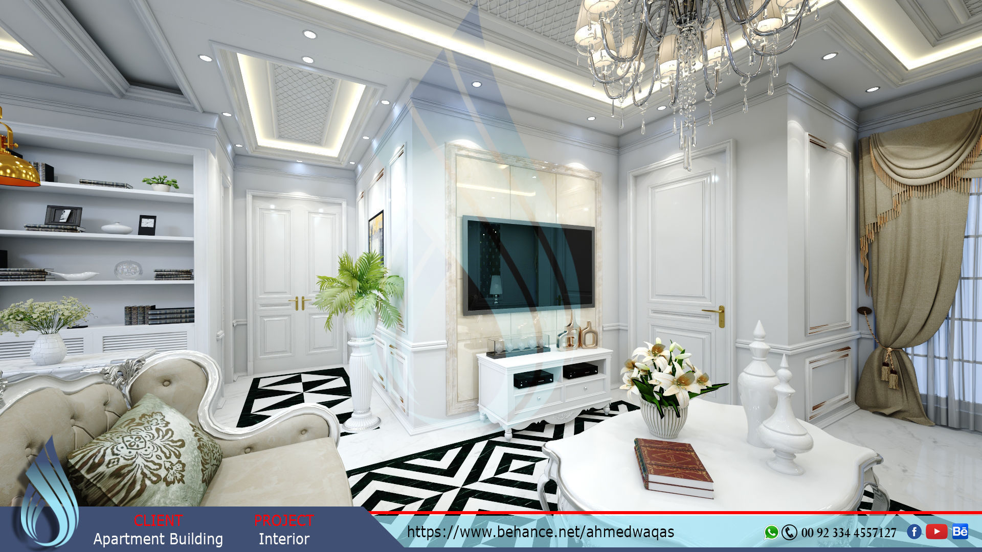 3D model Complete interior scene with V-Ray rendering setting VR / AR ...