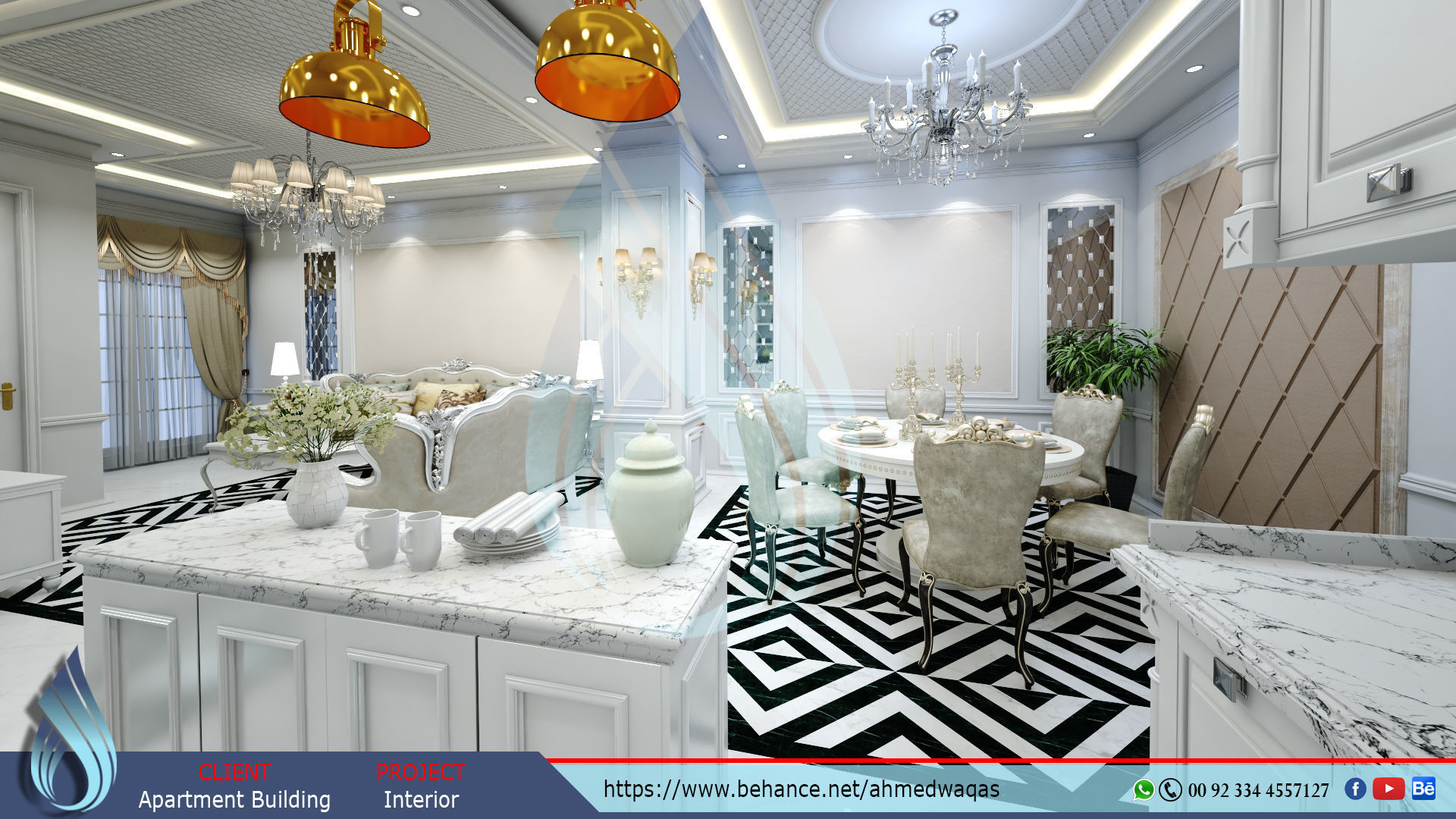 3D model Complete interior scene with V-Ray rendering setting VR / AR ...