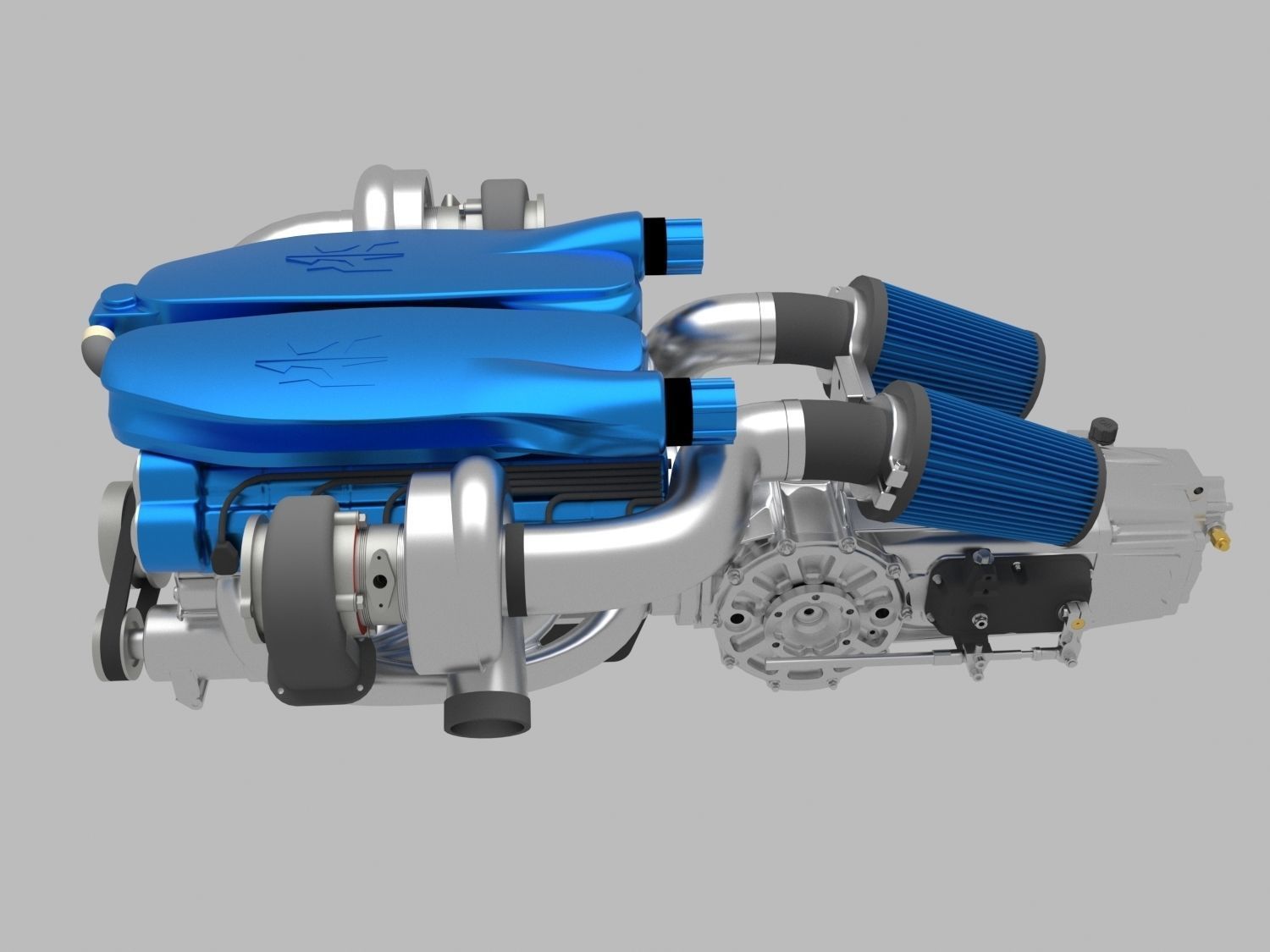 Twin Turbo V12 Engine 3D model | CGTrader