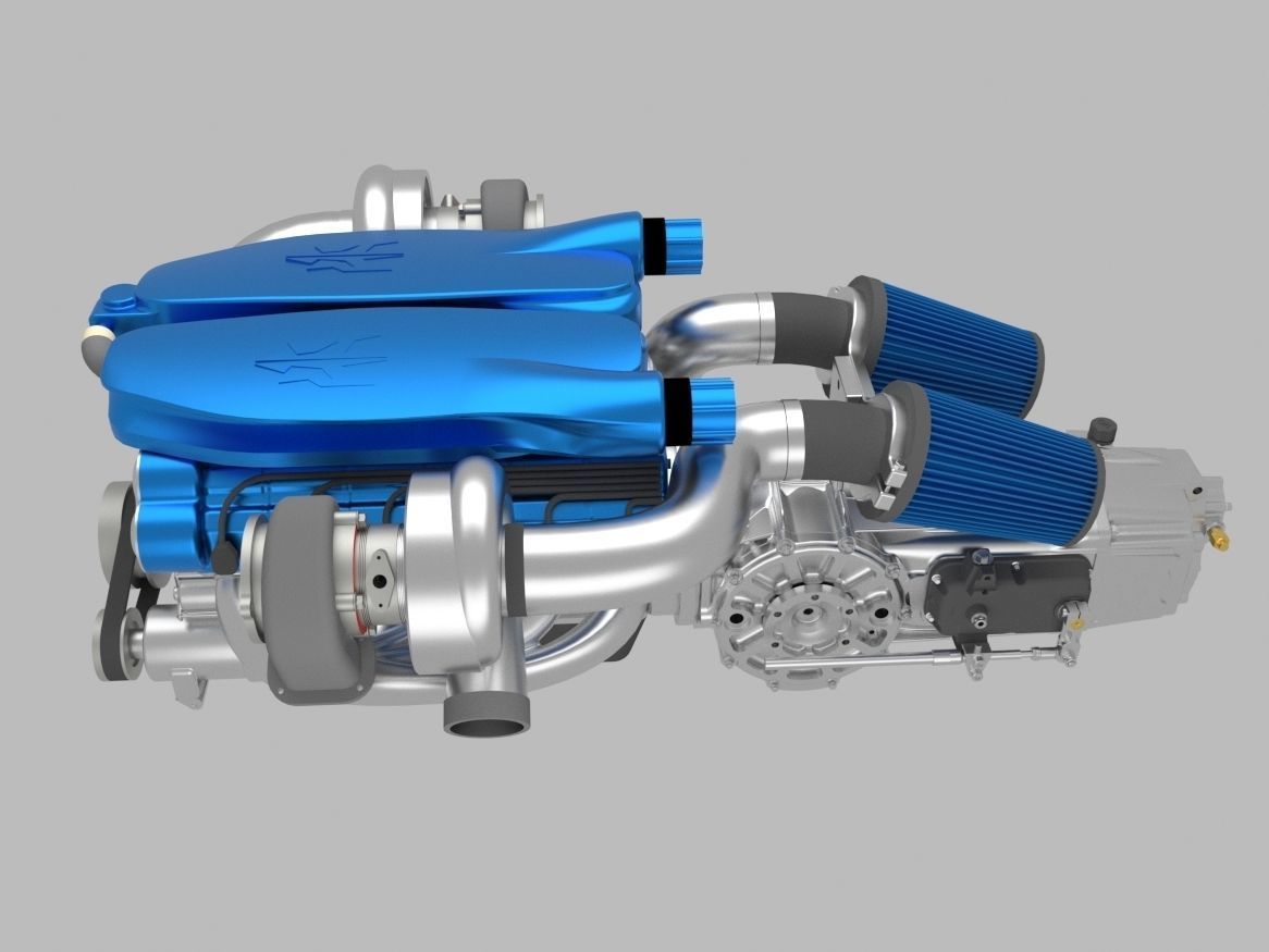 Twin Turbo V12 Engine 3D model | CGTrader