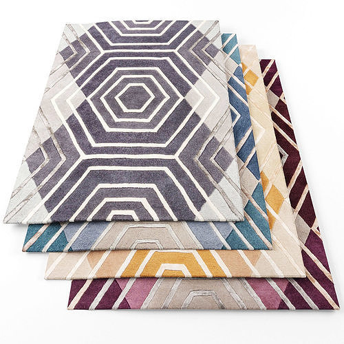 3D model Rugs-1297 four rugs with geometric patterns VR / AR / low-poly ...