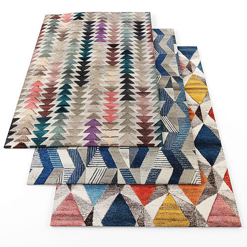 3D model Rugs-1300 three rugs with geometric patterns VR / AR / low ...