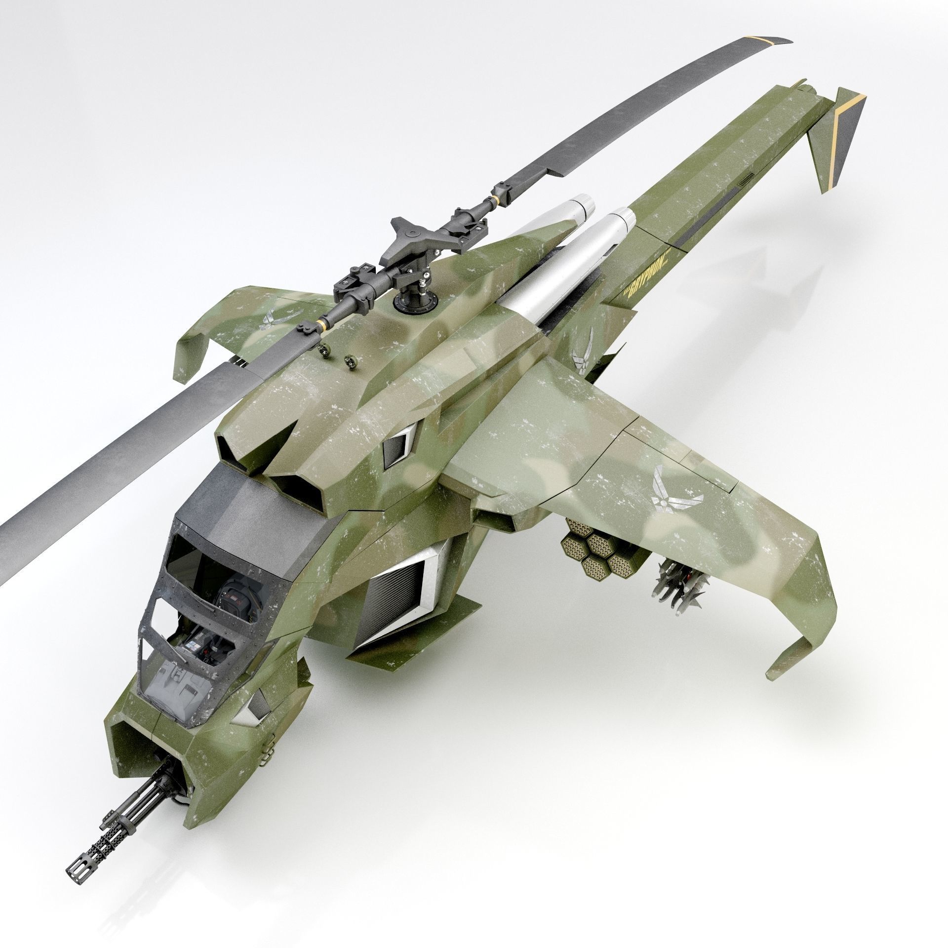 Helicopter assault prototype 3D model rigged | CGTrader