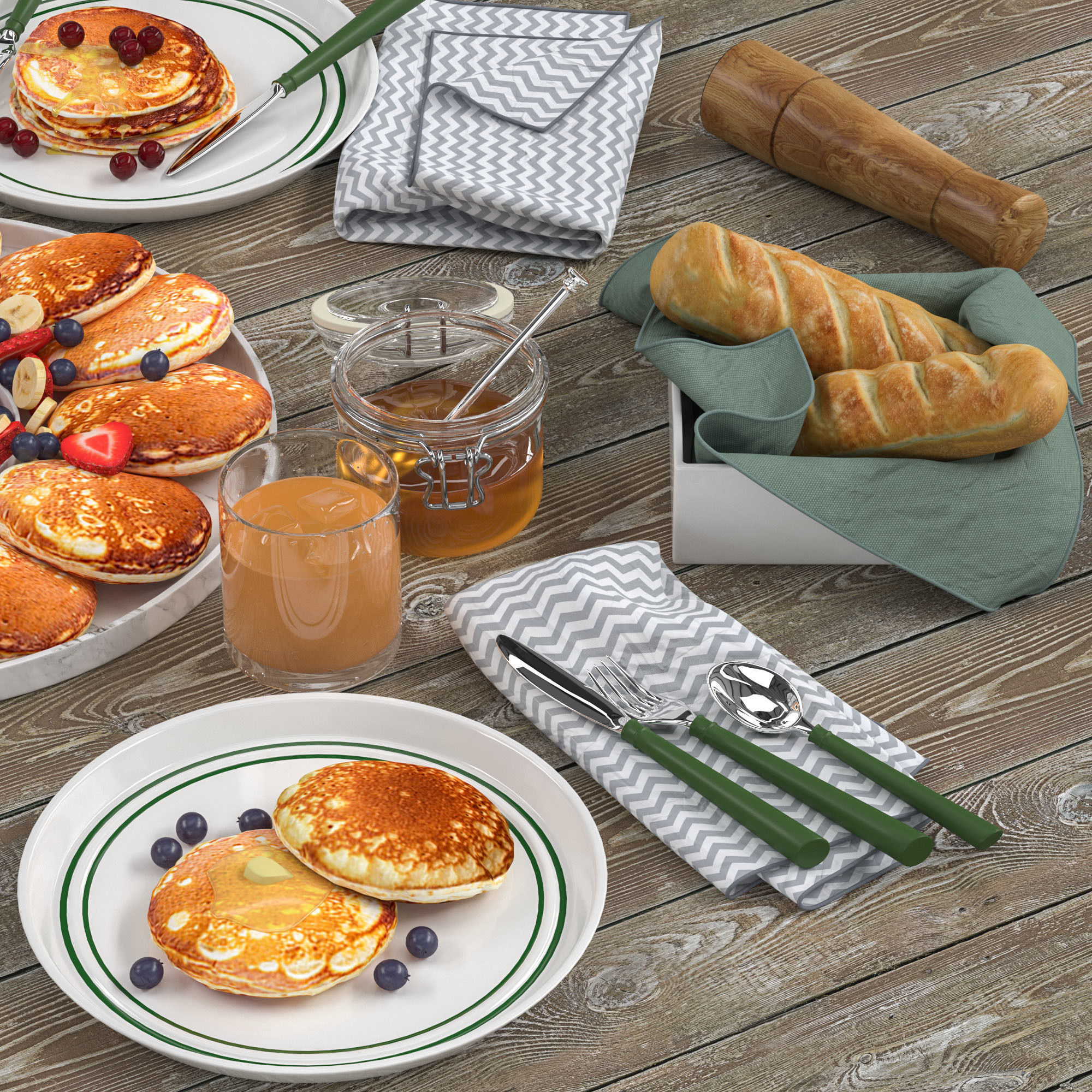 breakfast table set 3D model | CGTrader