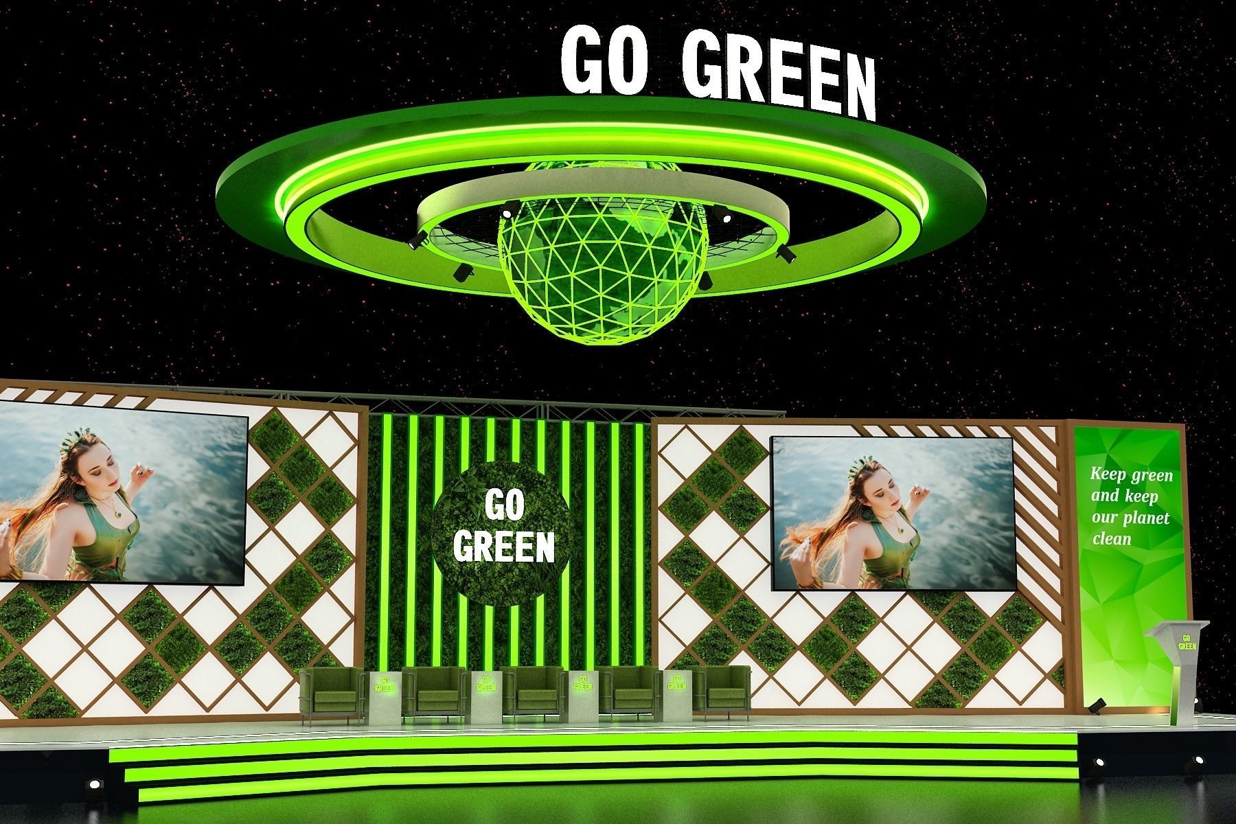 Event Stage Go Green 3D model | CGTrader