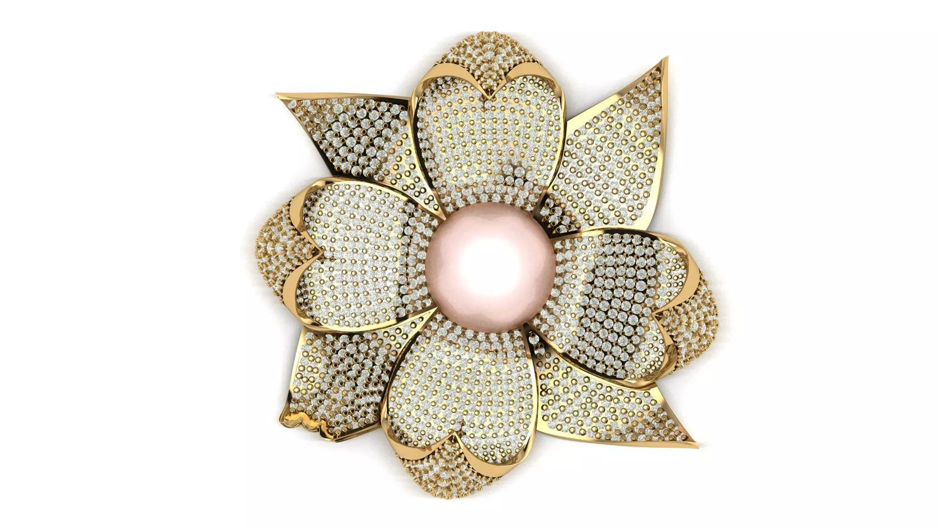 Pave flower pendant 3D model 3D printable | CGTrader