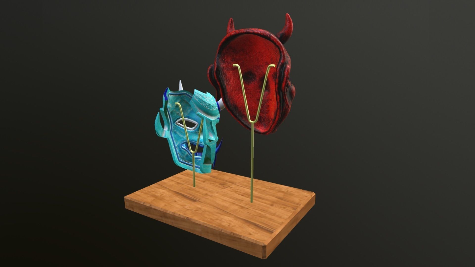 3D model JAPANESE DEMONS MASKS PBR VR / AR / low-poly | CGTrader