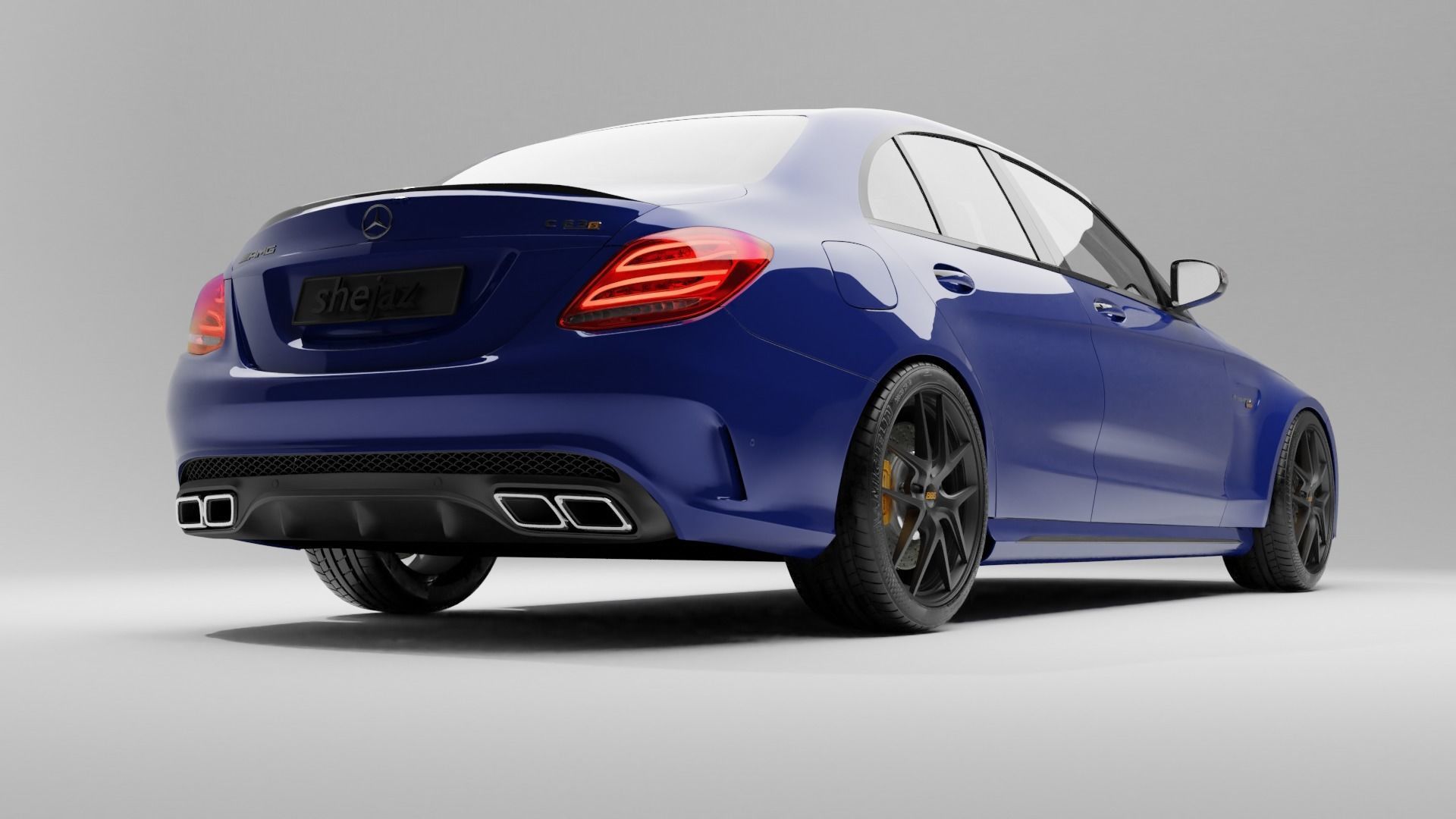 3D model mercedez benz c63 with royal glossy blue edition VR / AR / low ...
