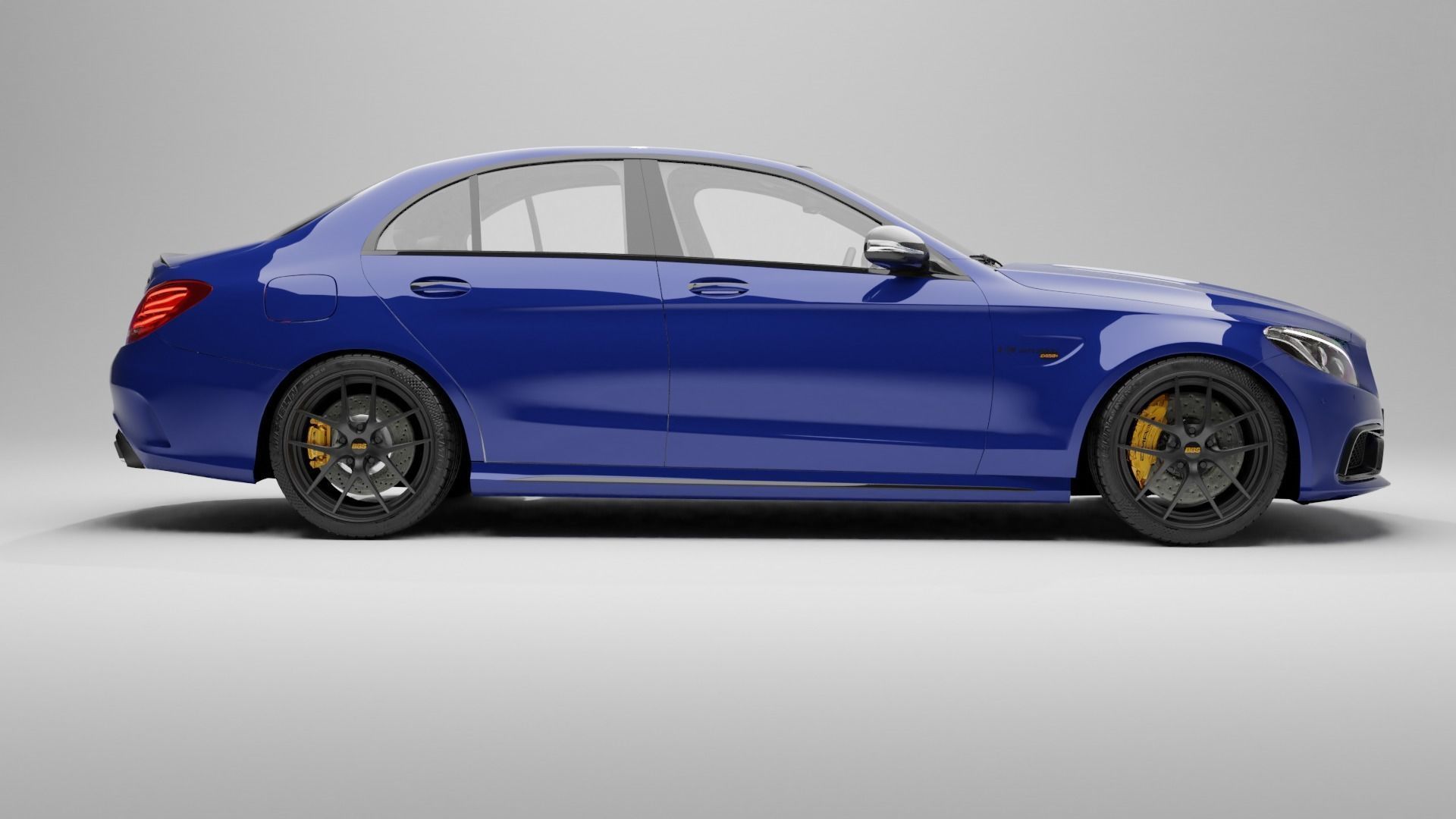 3D model mercedez benz c63 with royal glossy blue edition VR / AR / low ...