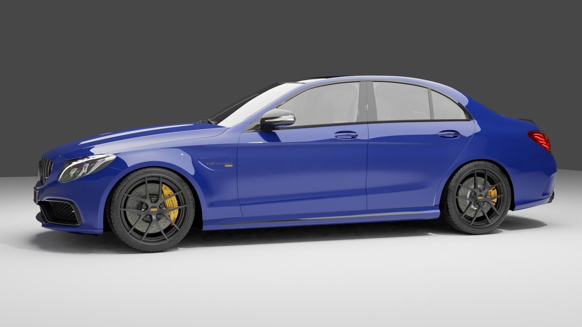 3D model mercedez benz c63 with royal glossy blue edition VR / AR / low ...