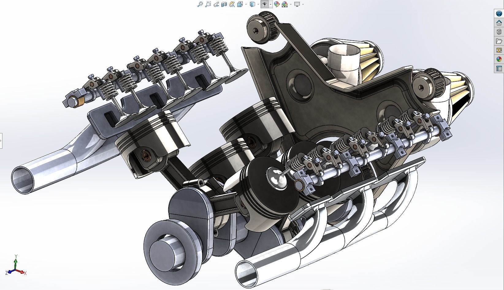 Car Engine V6 animated - solidworks 3D model animated rigged | CGTrader