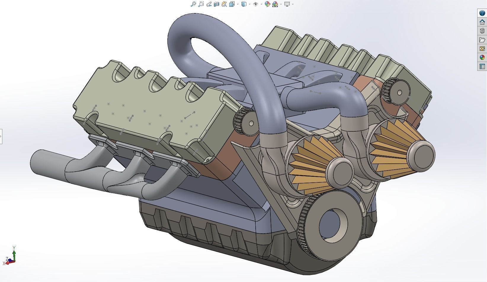 Car Engine V6 animated - solidworks 3D model animated rigged | CGTrader