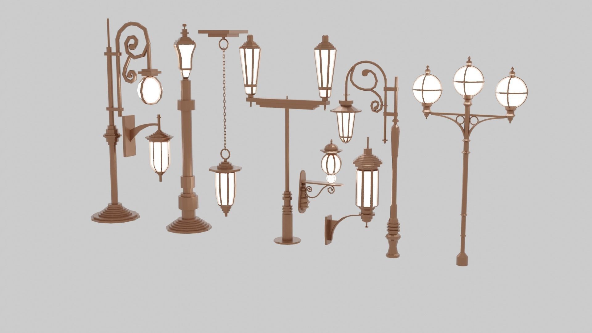 Street Lamp Pack free VR / AR / low-poly 3D model | CGTrader