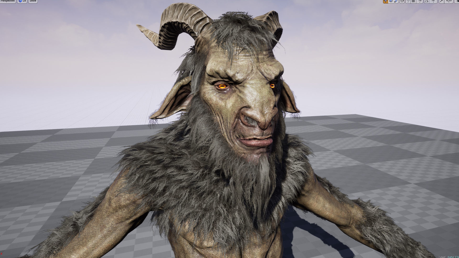 3D model Satyr creature with long hair and claws VR / AR / low-poly ...