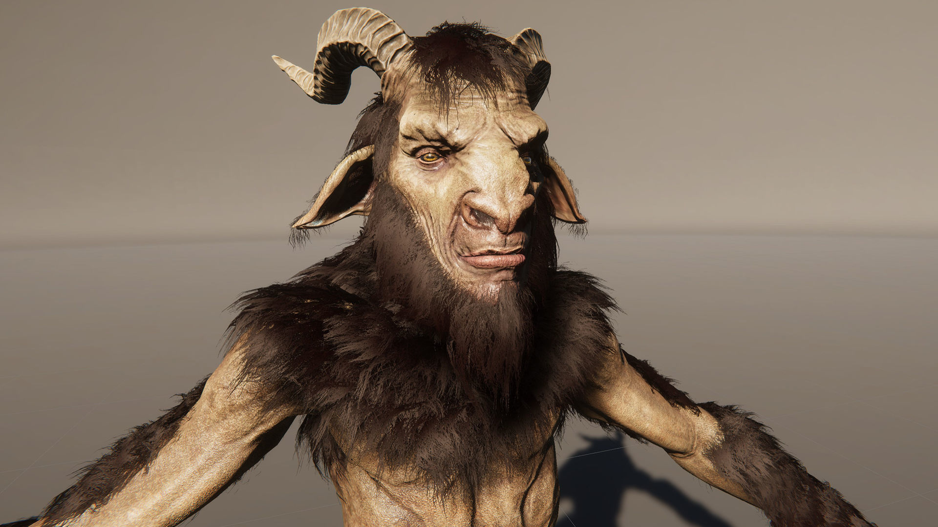 3D model Satyr creature with long hair and claws VR / AR / low-poly ...