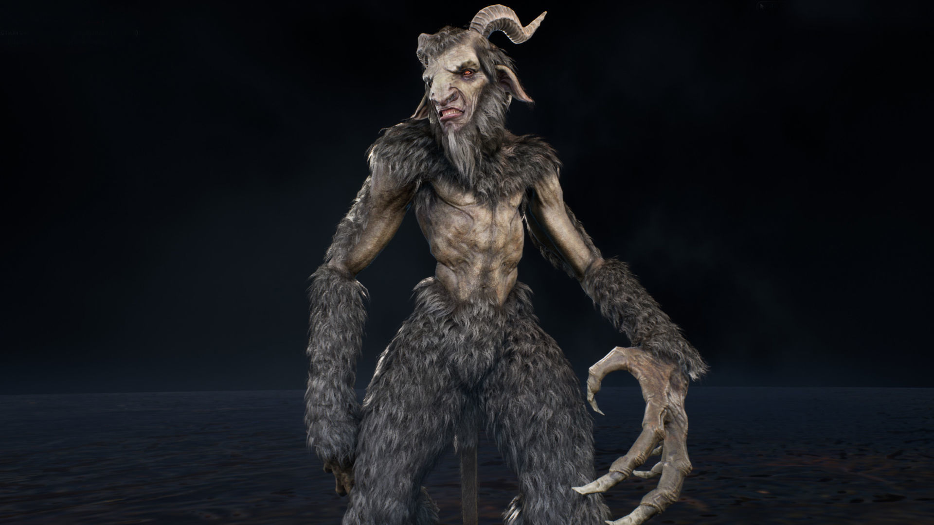 3D model Satyr creature with long hair and claws VR / AR / low-poly ...