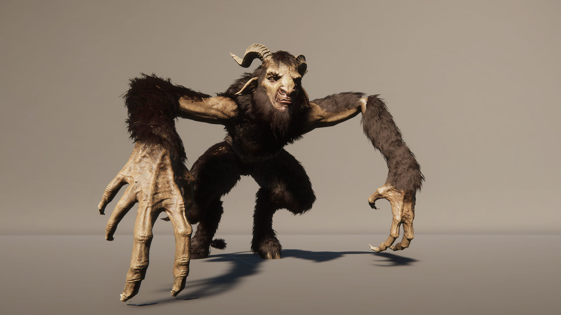 3D model Satyr creature with long hair and claws VR / AR / low-poly ...