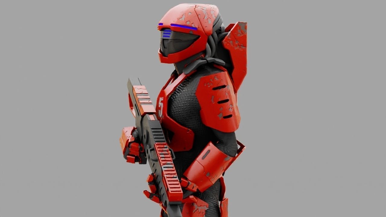 Cyborg Soldier rigged character 3D model rigged | CGTrader