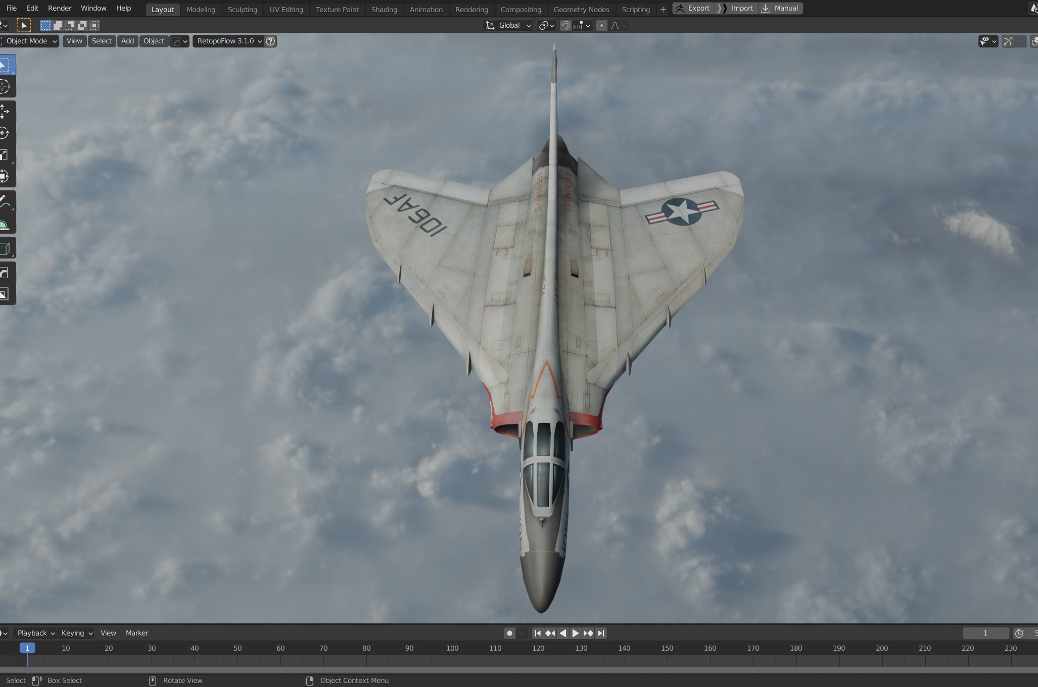 3D model Douglas F4D Skyray jet fighter Hand painted game model VR / AR ...