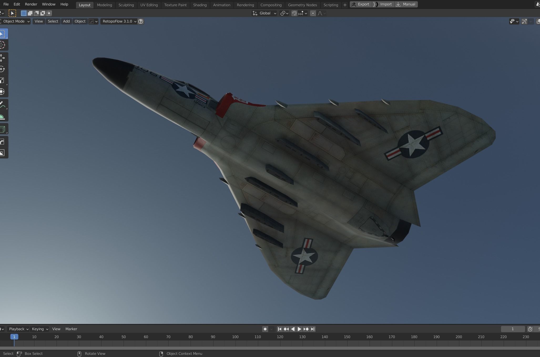 3D model Douglas F4D Skyray jet fighter Hand painted game model VR / AR ...