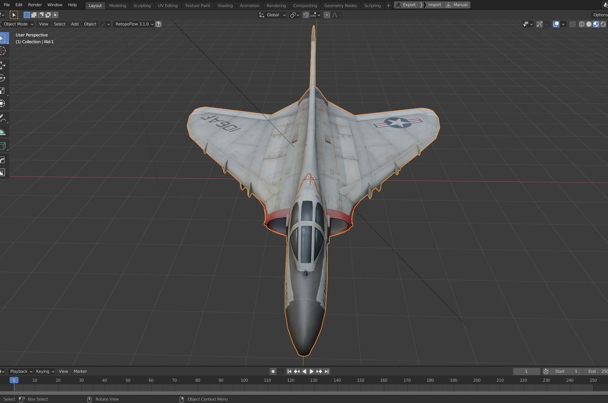 3D model Douglas F4D Skyray jet fighter Hand painted game model VR / AR ...