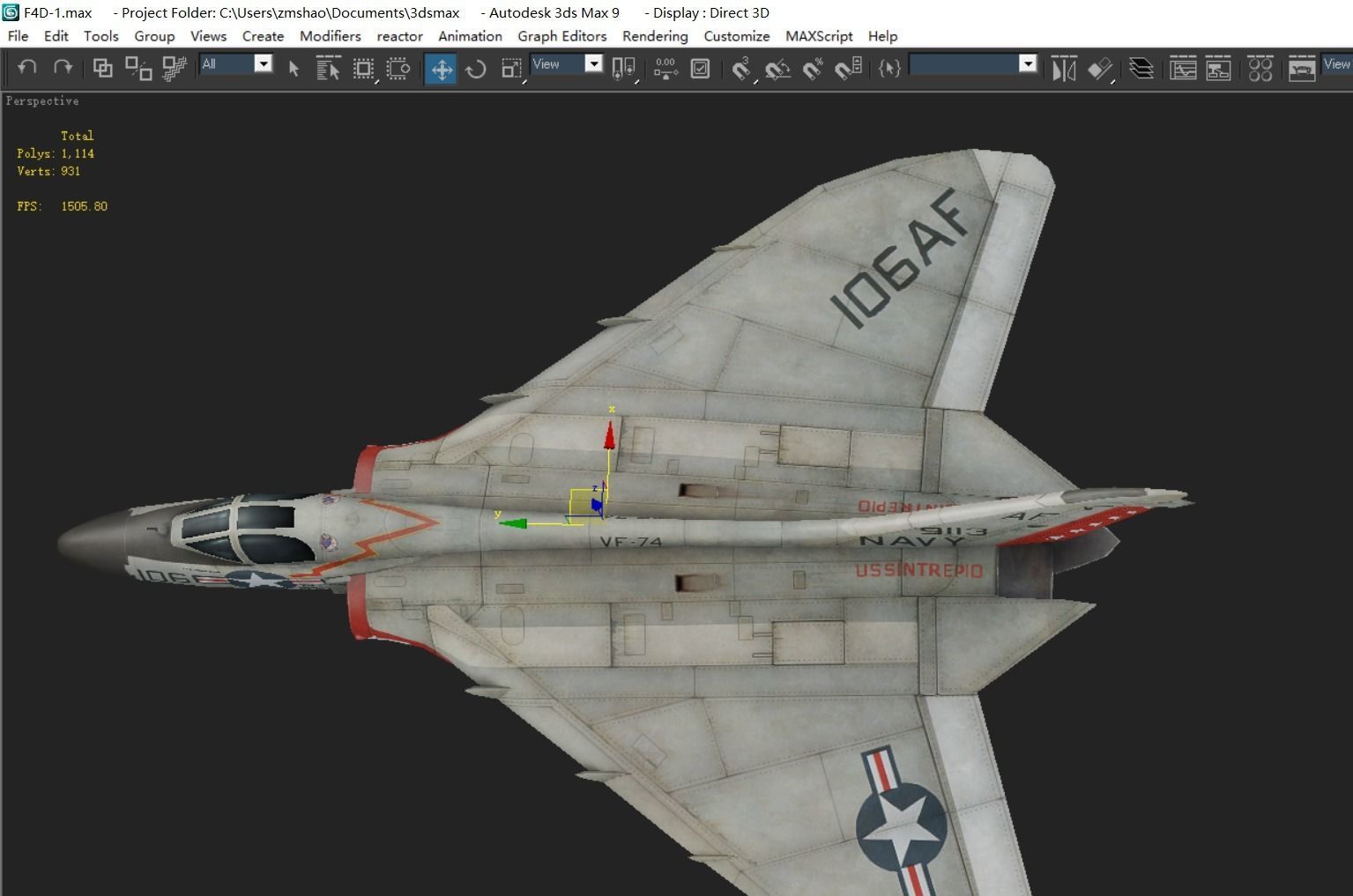 3D model Douglas F4D Skyray jet fighter Hand painted game model VR / AR ...