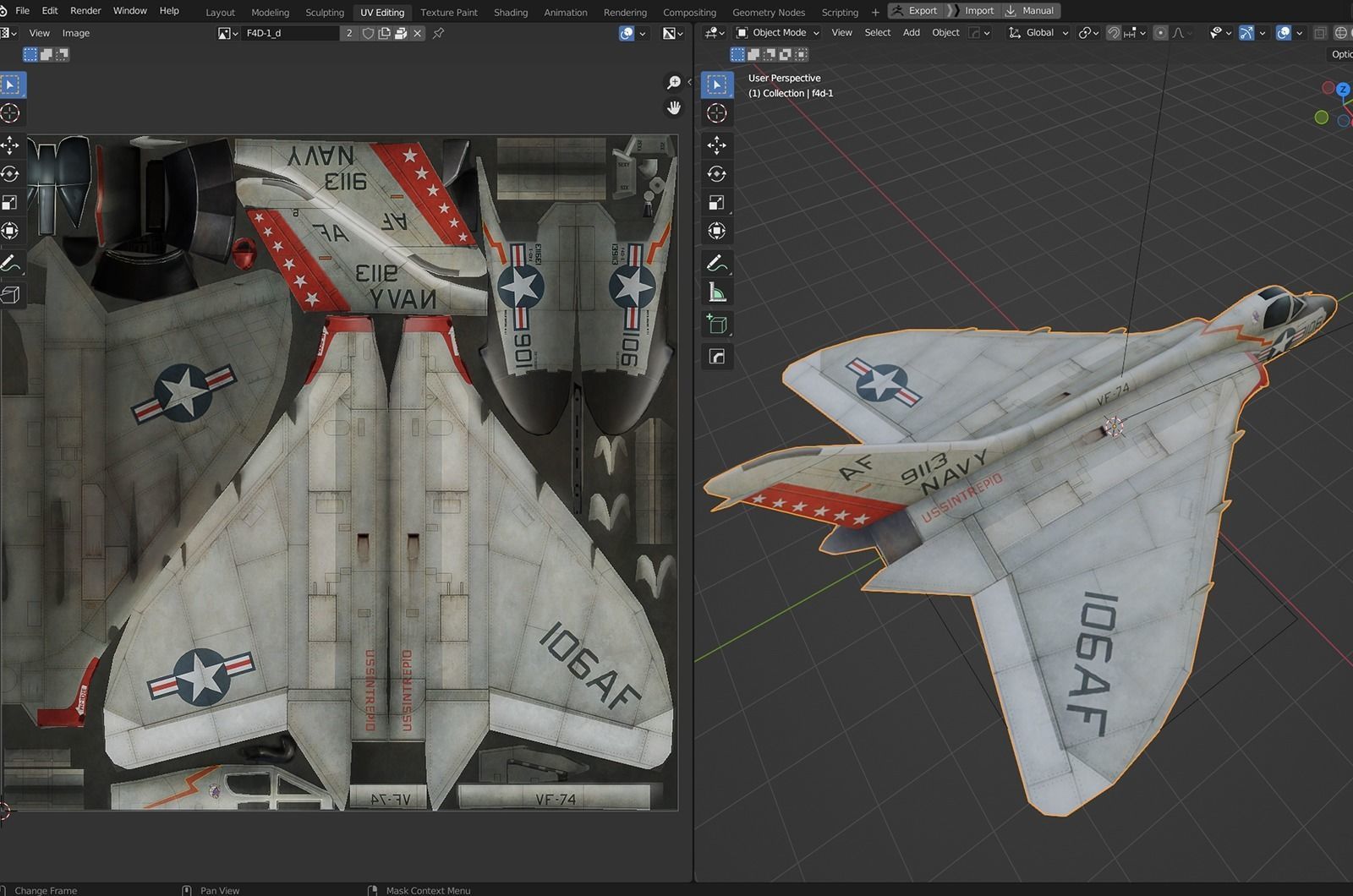 3D model Douglas F4D Skyray jet fighter Hand painted game model VR / AR ...