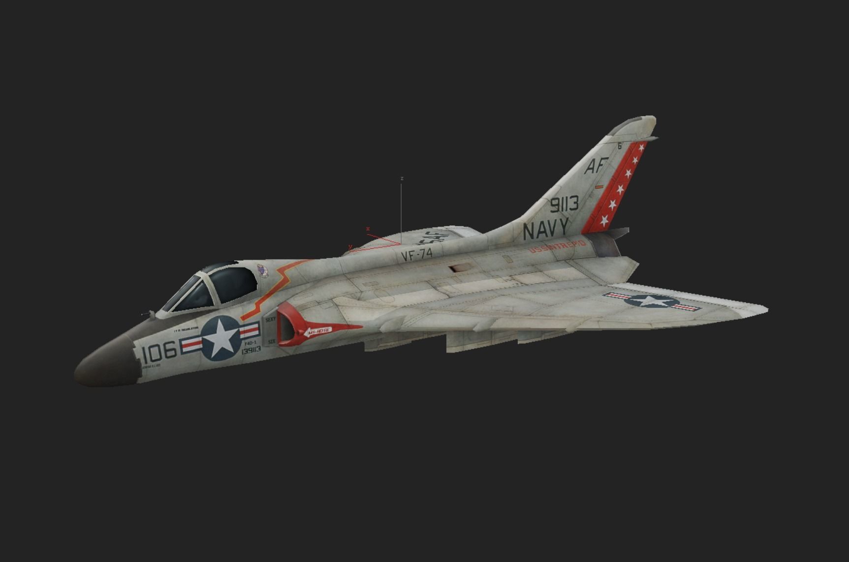 3D model Douglas F4D Skyray jet fighter Hand painted game model VR / AR ...