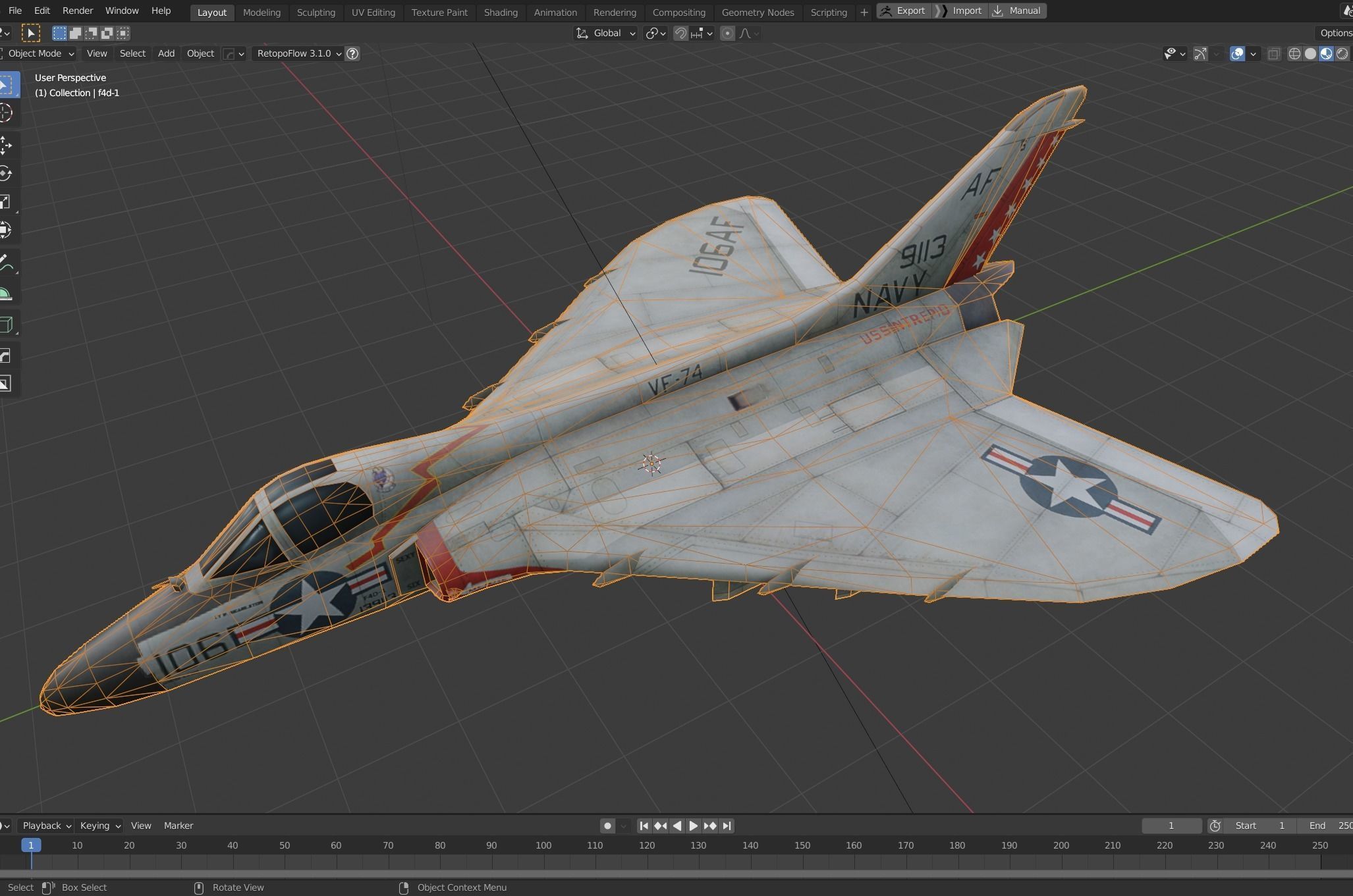 3D model Douglas F4D Skyray jet fighter Hand painted game model VR / AR ...