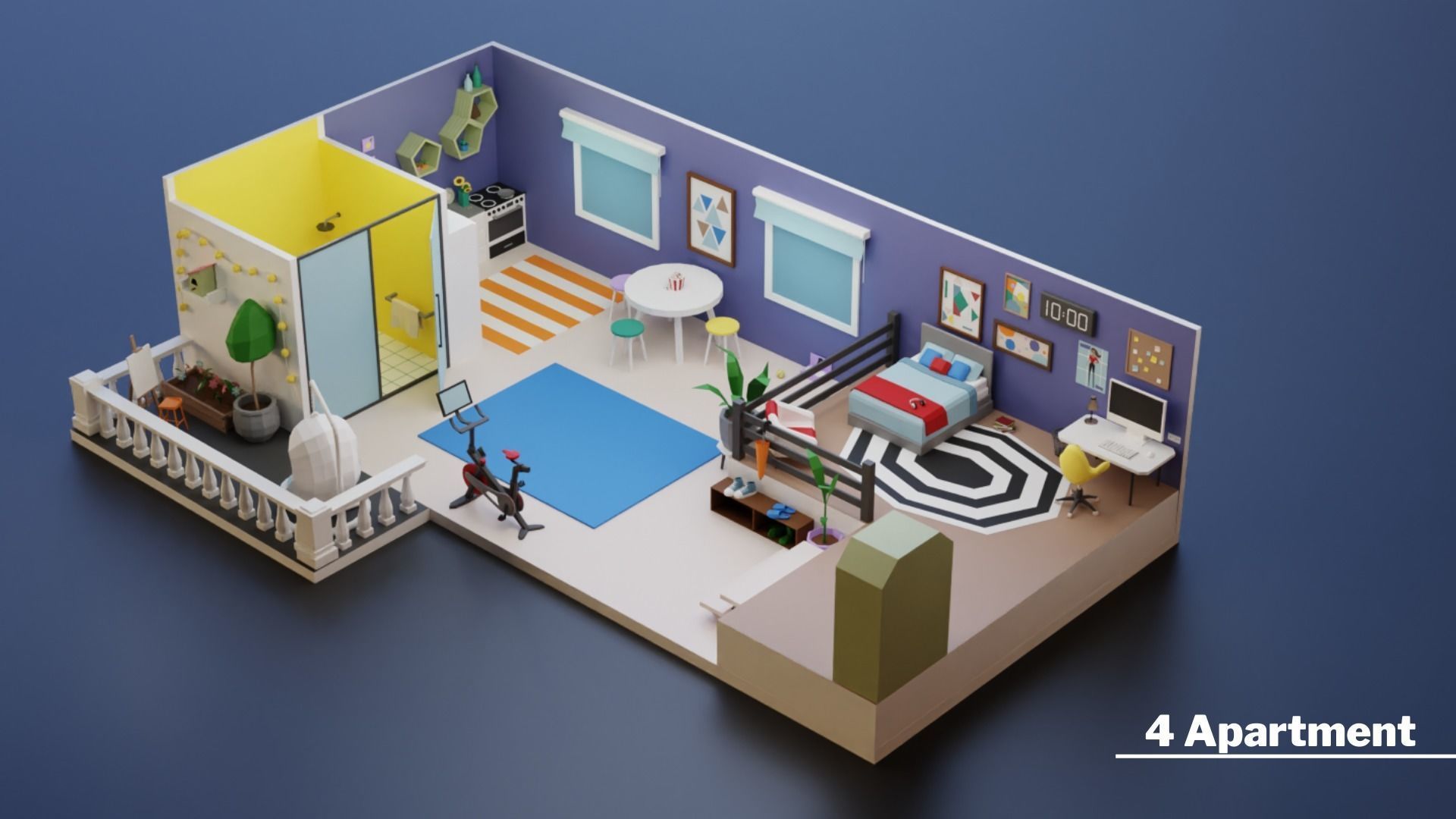 3D model Low Poly Apartments Pack Interiors VR / AR / low-poly | CGTrader