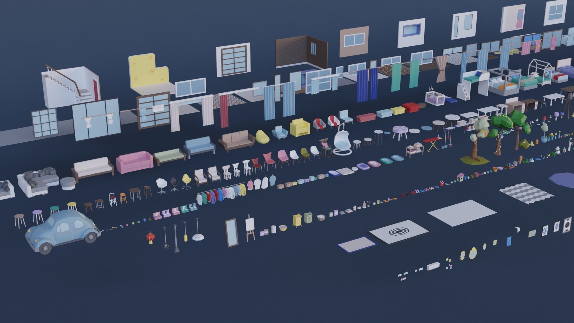 3D model Low Poly Apartments Pack Interiors VR / AR / low-poly | CGTrader