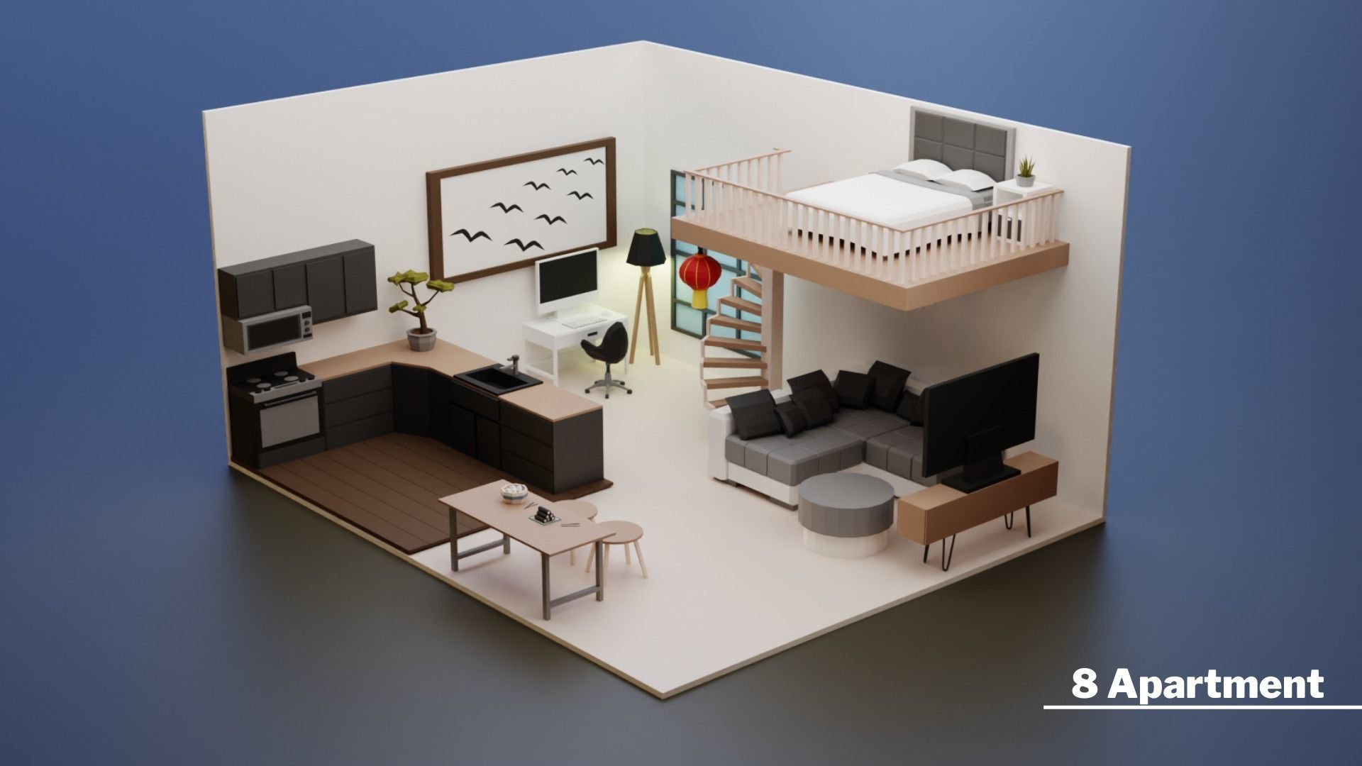 3D model Low Poly Apartments Pack Interiors VR / AR / low-poly | CGTrader