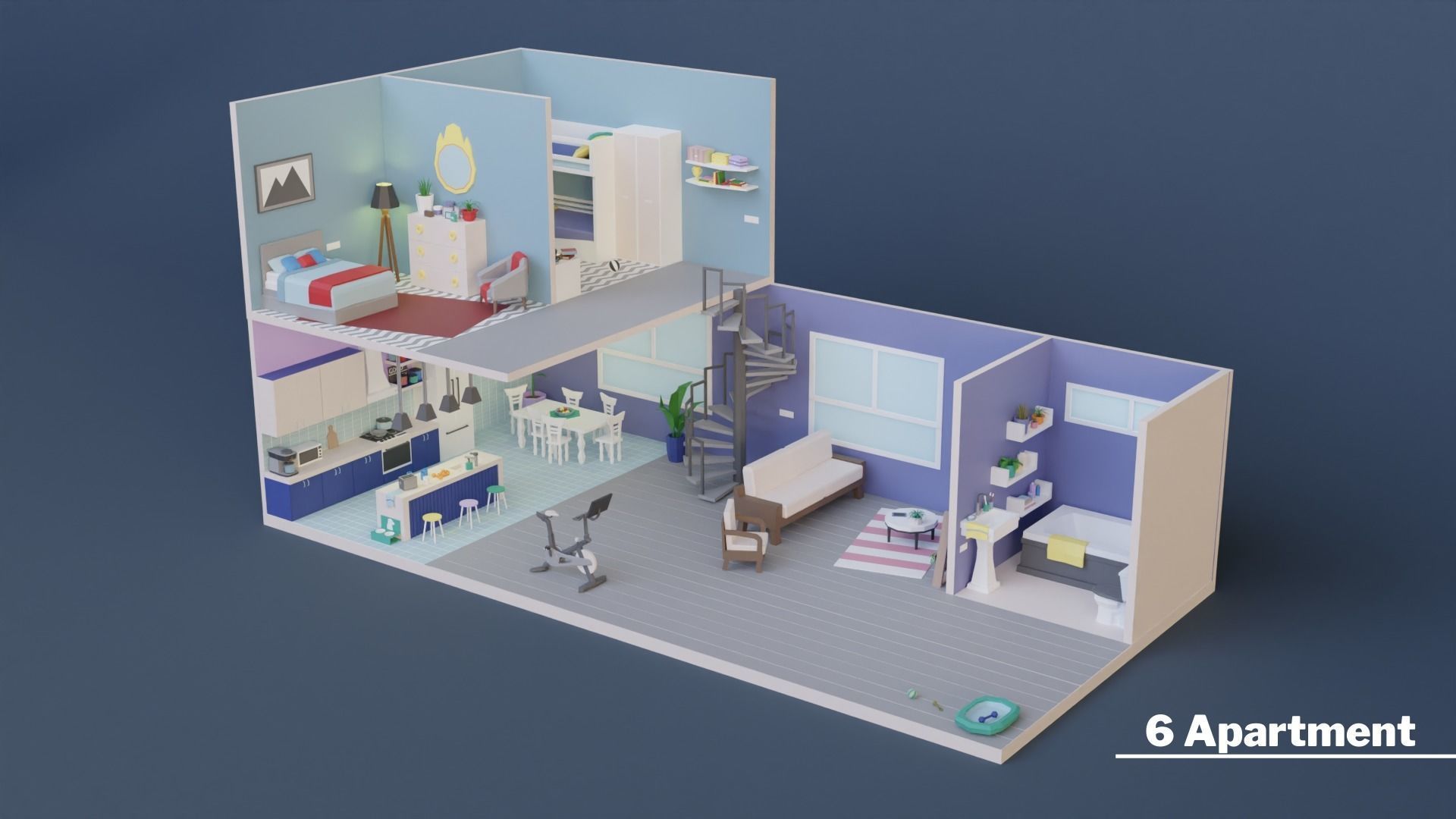 3D model Low Poly Apartments Pack Interiors VR / AR / low-poly | CGTrader