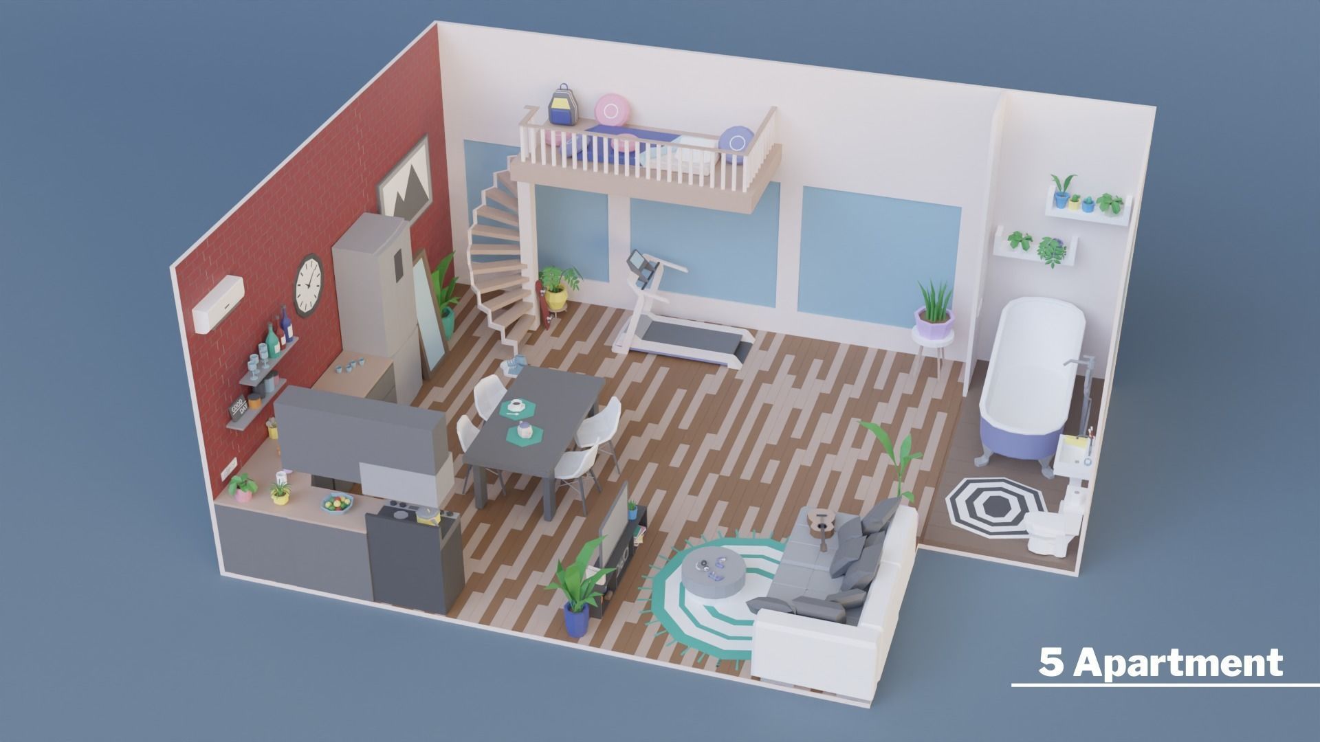 3D model Low Poly Apartments Pack Interiors VR / AR / low-poly | CGTrader