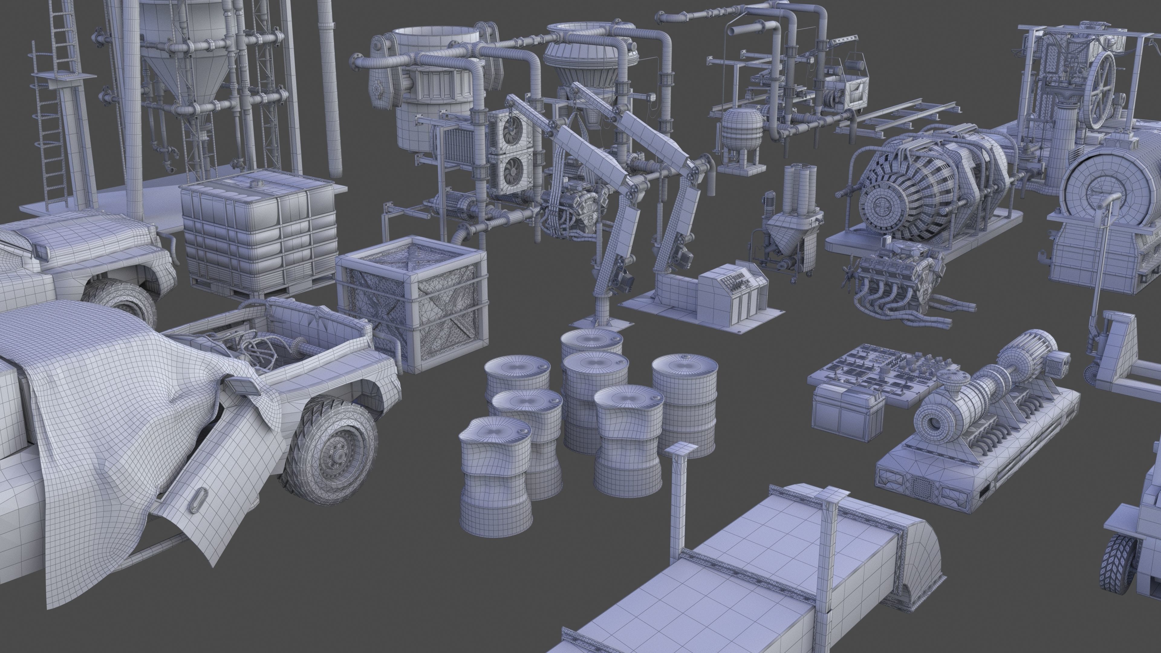 Industrial Kitbash - 80 Models with UVs 3D model | CGTrader