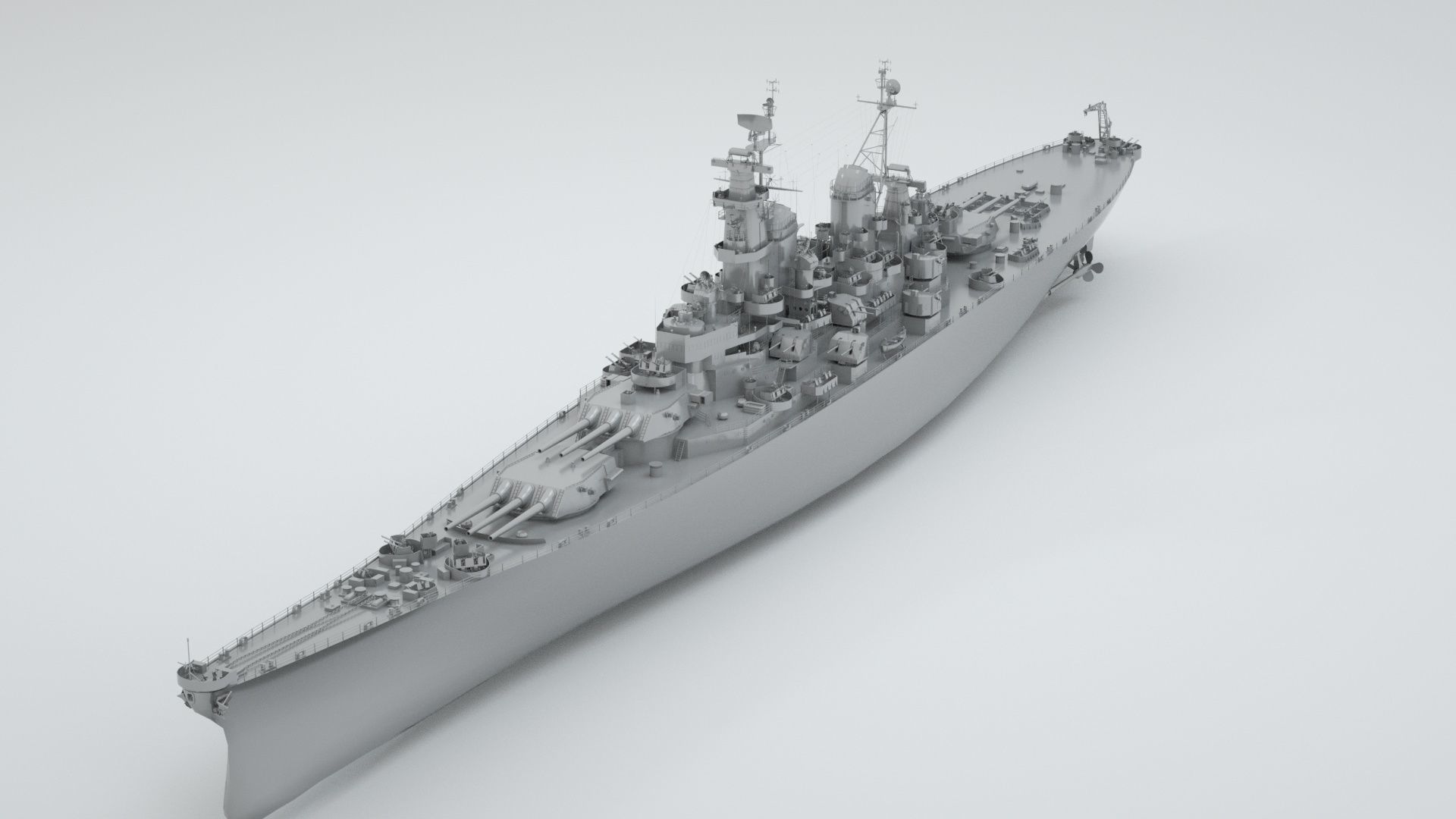 Iowa Class Battleship Missouri 3D model rigged | CGTrader