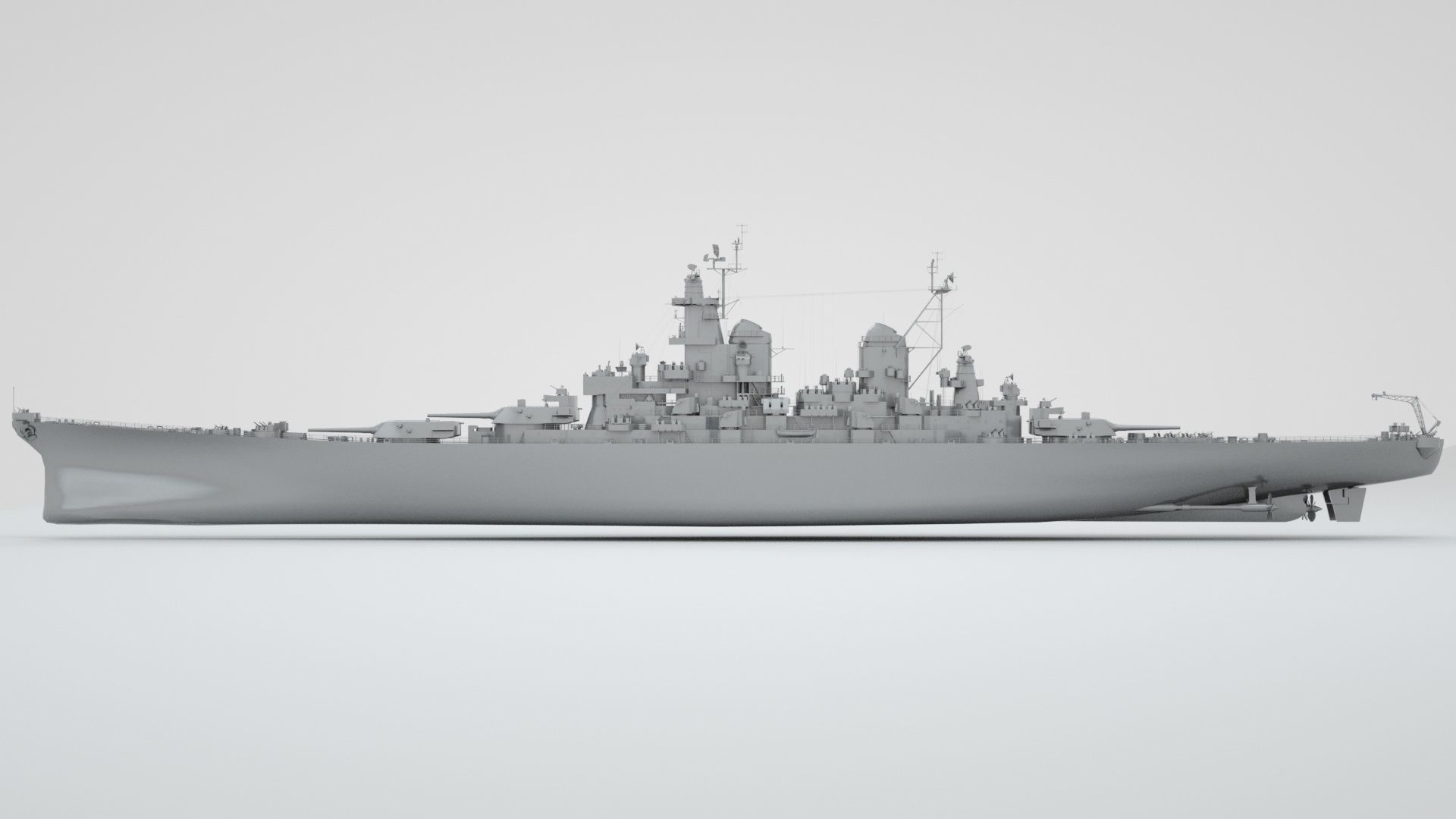 Iowa Class Battleship Missouri 3D model rigged | CGTrader