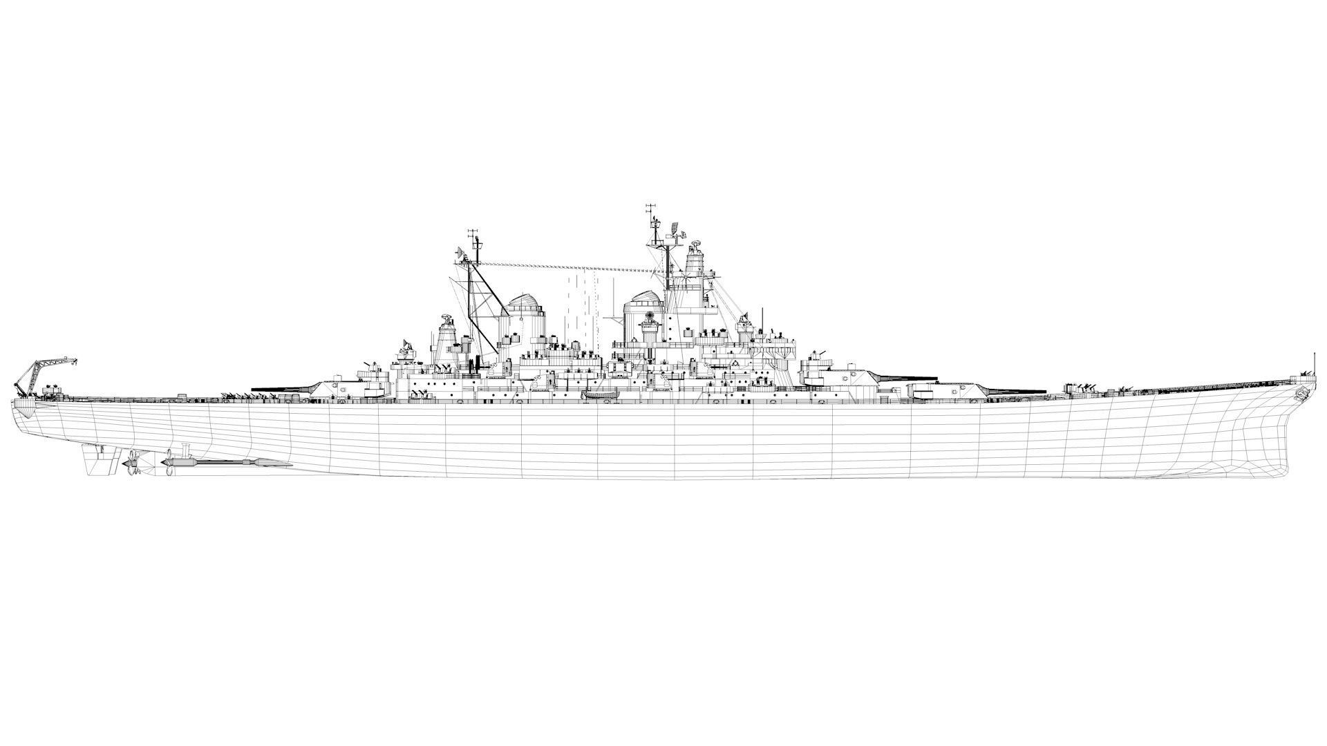 Iowa Class Battleship Missouri 3D model rigged | CGTrader