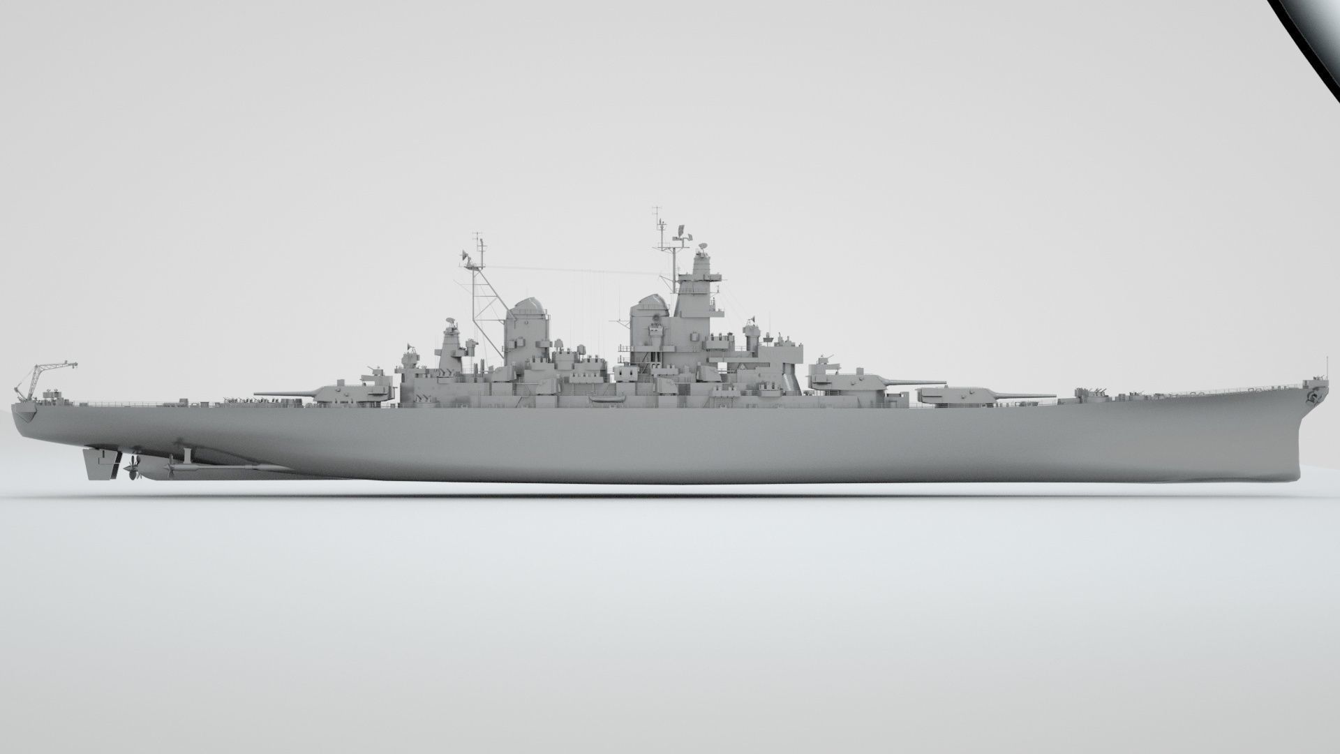 Iowa Class Battleship Missouri 3D model rigged | CGTrader