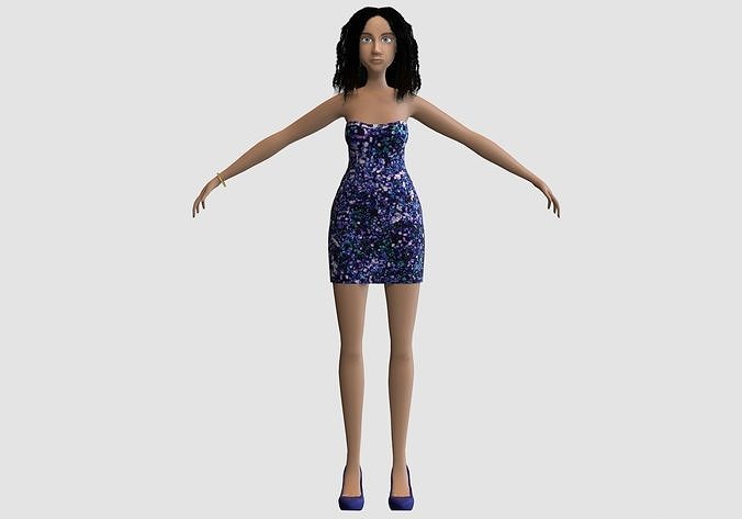 stylized party woman 3D model | CGTrader