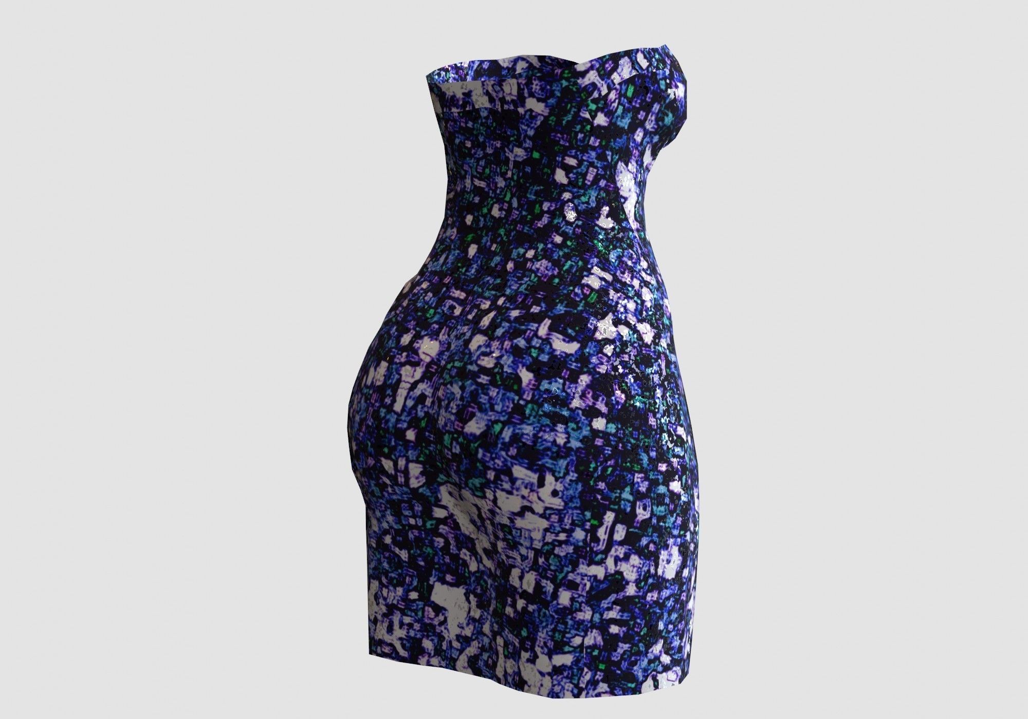blue glitter dress 3D model | CGTrader