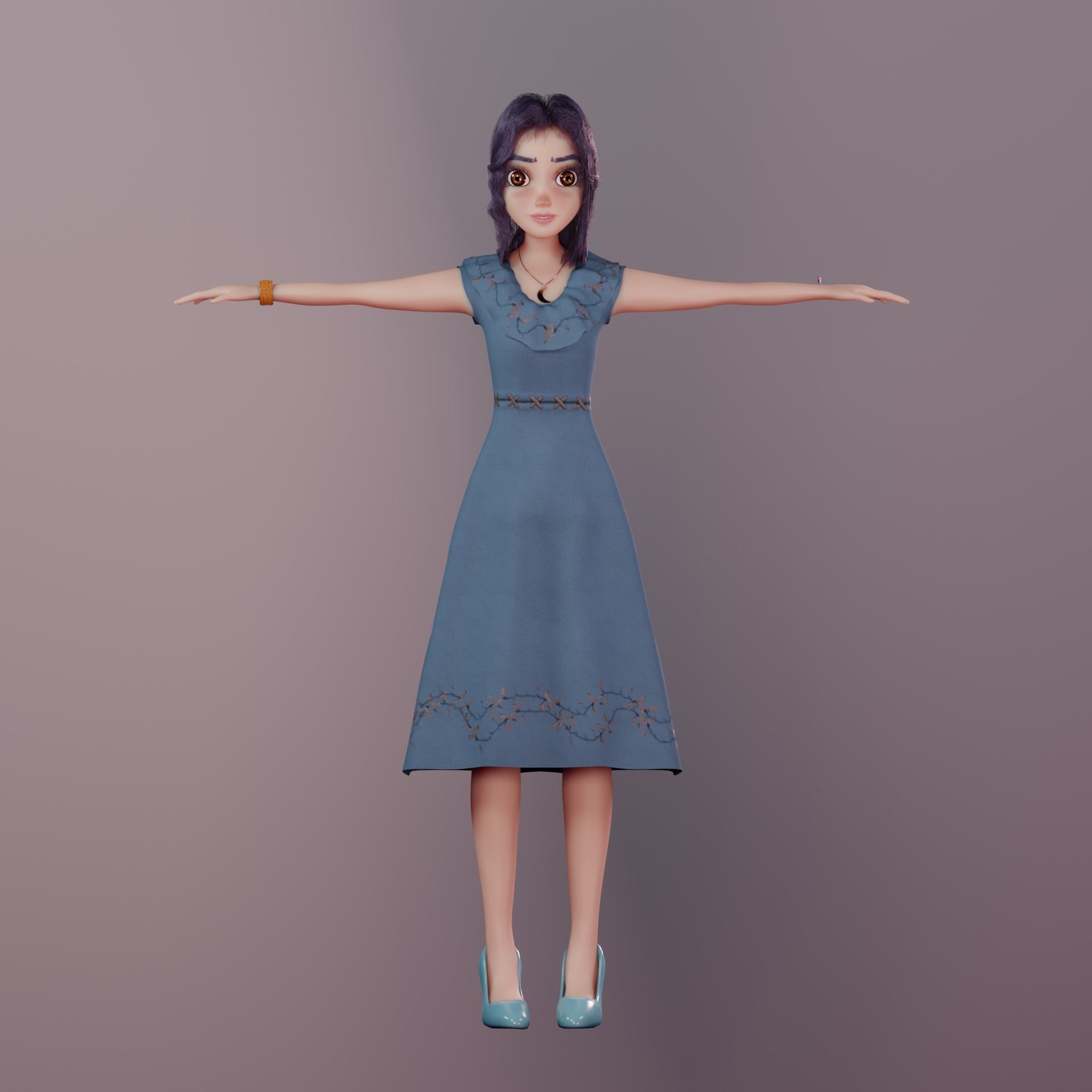 3D GIRL MODEL in dress with hair free VR / AR / low-poly 3D model ...
