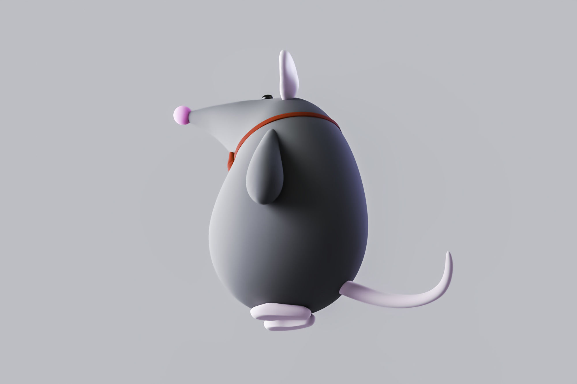Rat mouse with red bow cute cartoon character 3D model | CGTrader