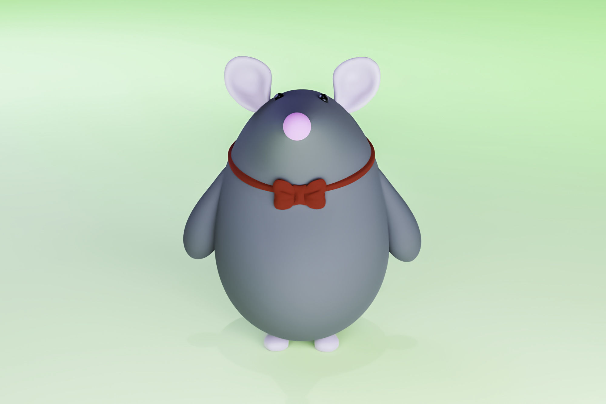 Rat mouse with red bow cute cartoon character 3D model | CGTrader
