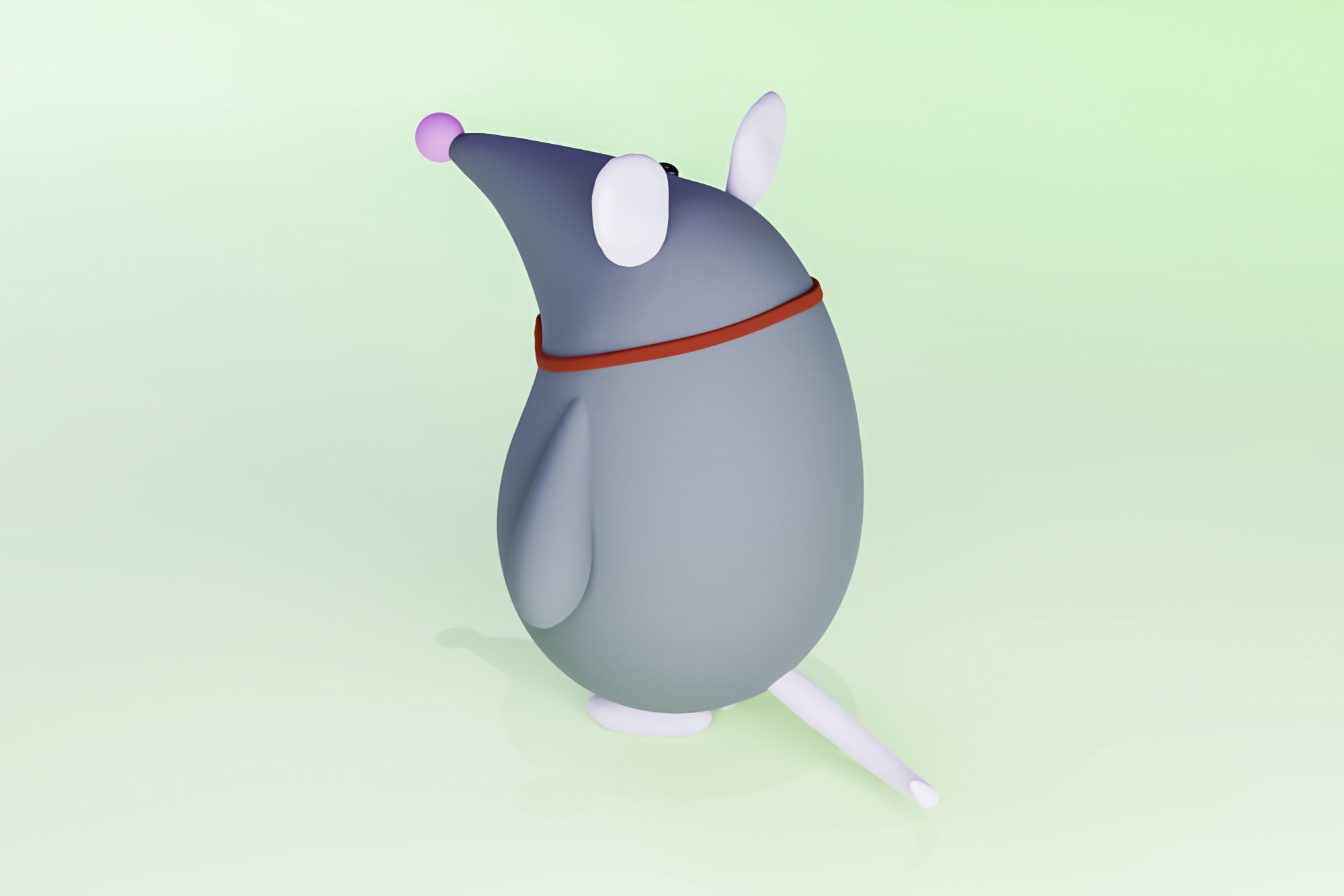 Rat mouse with red bow cute cartoon character 3D model | CGTrader